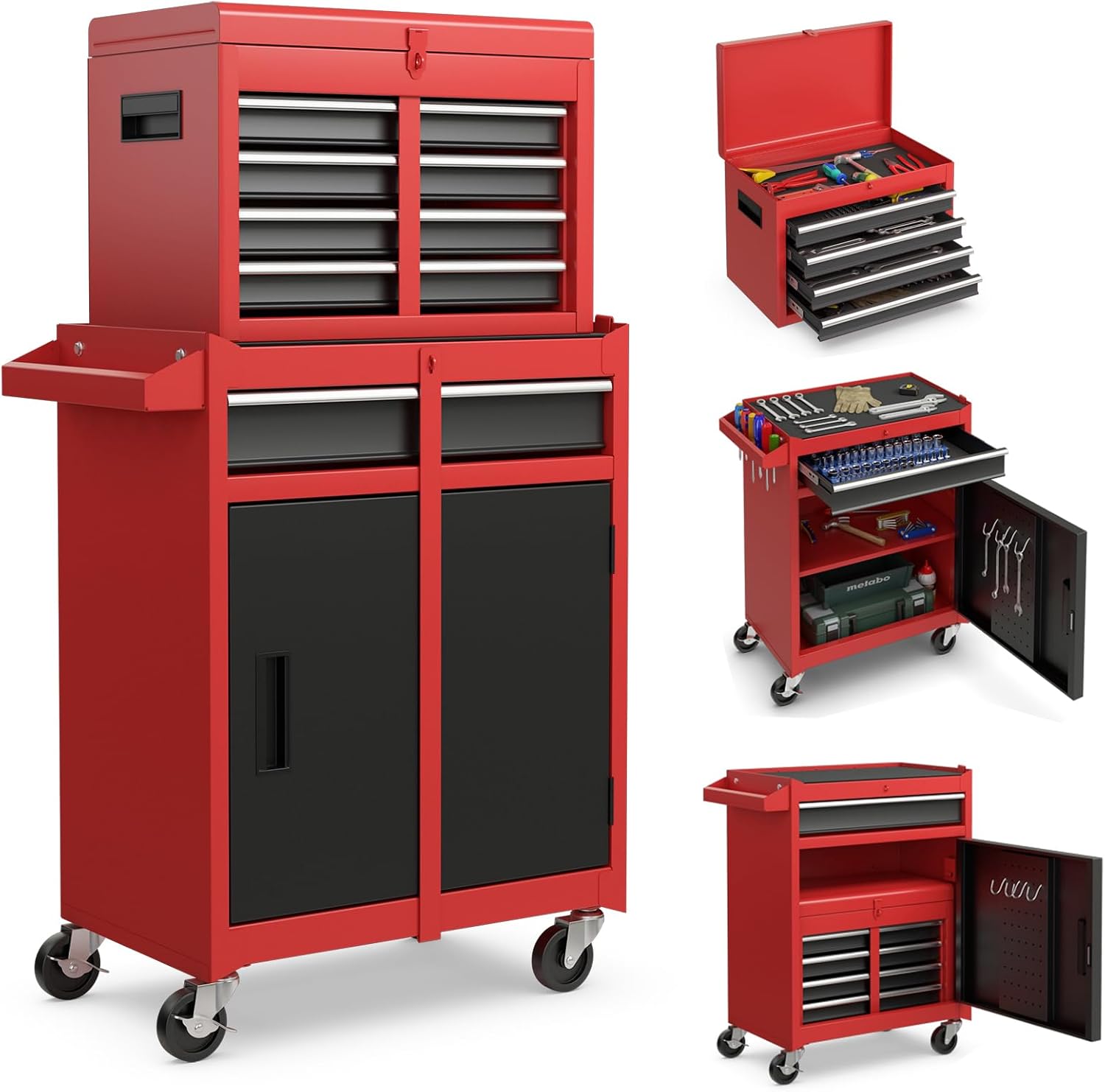 IRONMAX Rolling Tool Chest - Lockable 5-Drawer Cabinet w/Side Slot ...