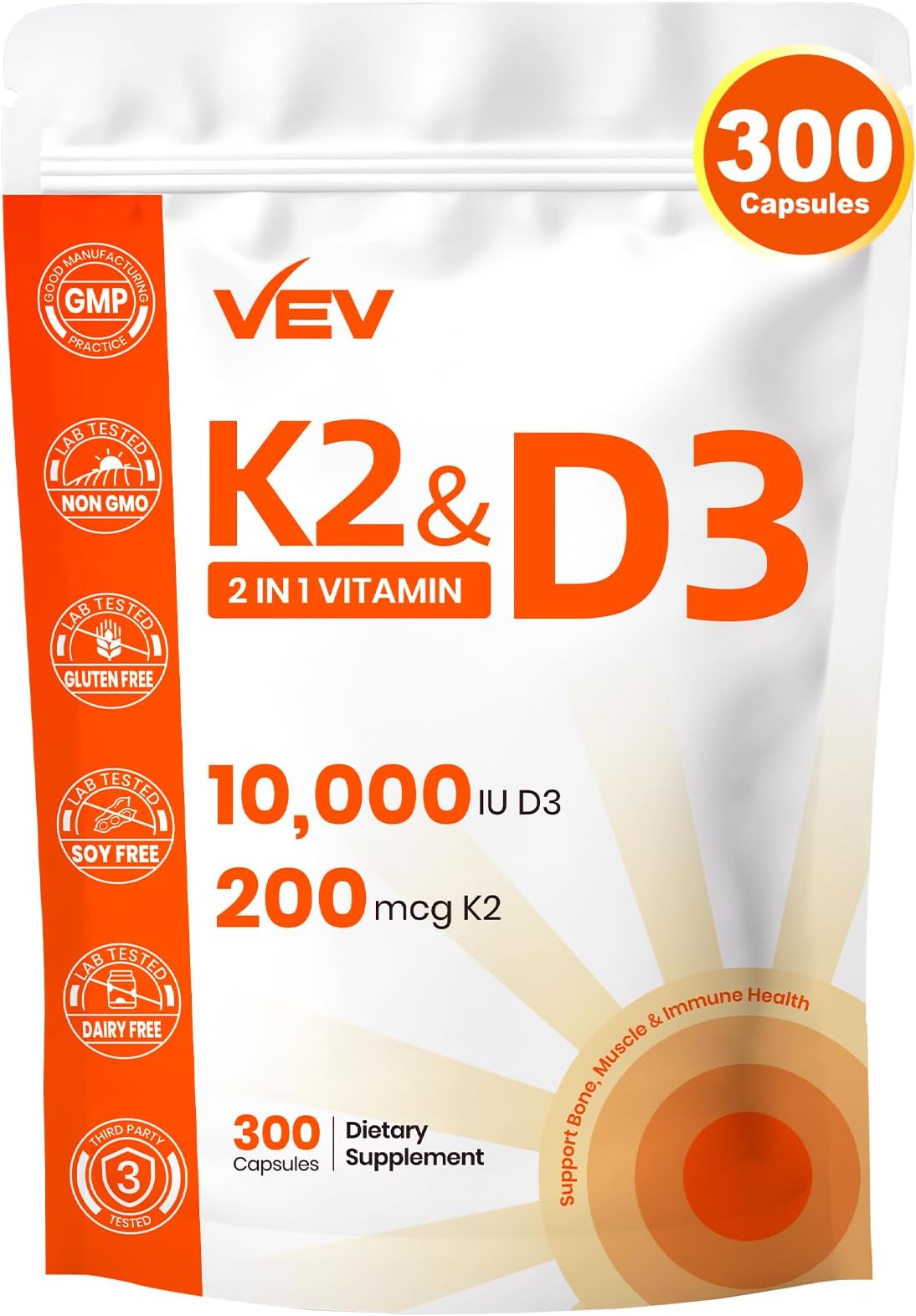 Amazon.com: LETSCOL 2-in-1 Vitamin D3 K2 Supplement Softgel, Vitamin D3 10000 IU and Vitamin K2 ...