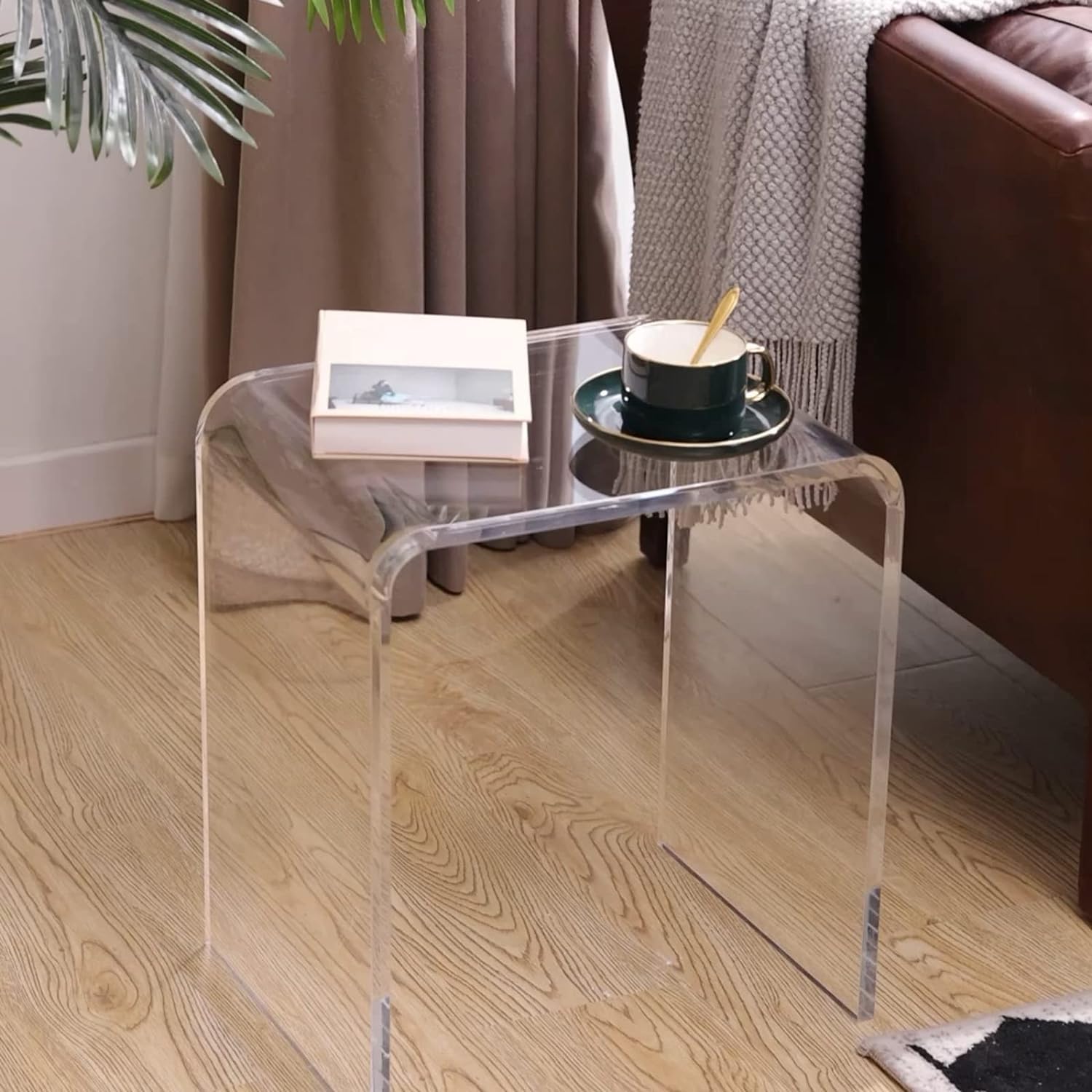 Clear Plastic End Table Edison Clear Acrylic & Rattan Side Table,