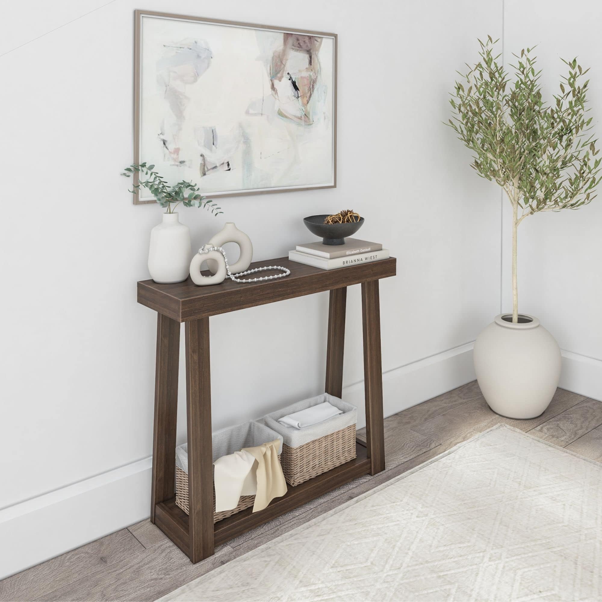 Amazon.com: Safdie & Co. - Gray Console Table with 2 Drawers, Wood ...