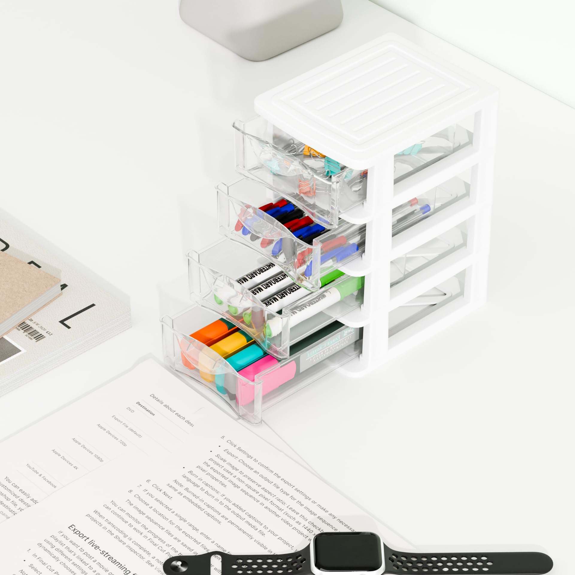 Snapklik.com : Gonice Small 4 Drawer Desktop Organizer, 2 Pack White ...
