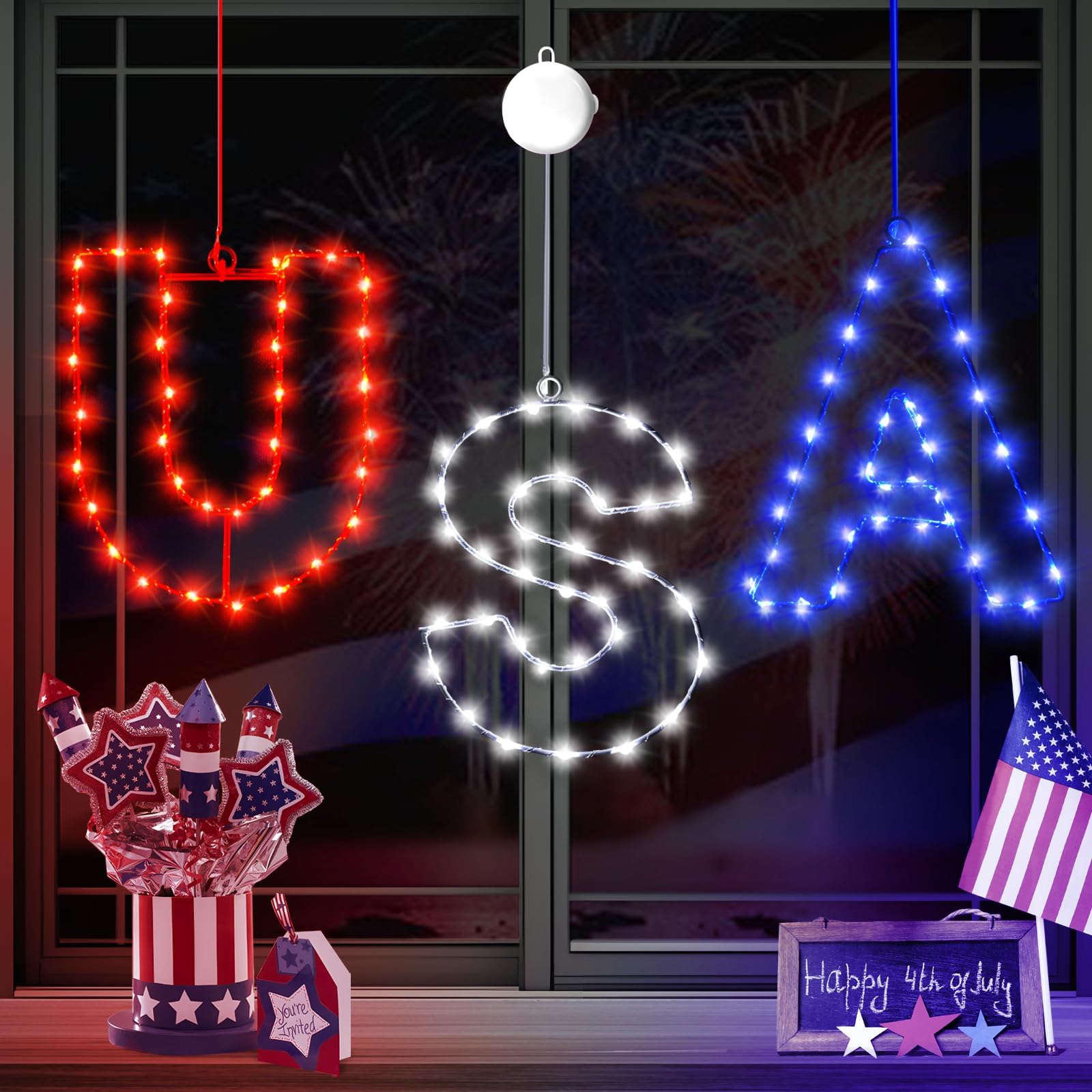Amazon.com: Collections Etc Patriotic Lighted Star Wall Decor : Home ...