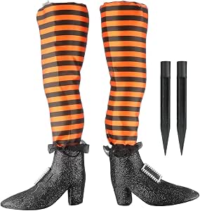 Amazon.com: Halloween Wicked Witch Legs Prop, 1 Set Halloween Upside ...