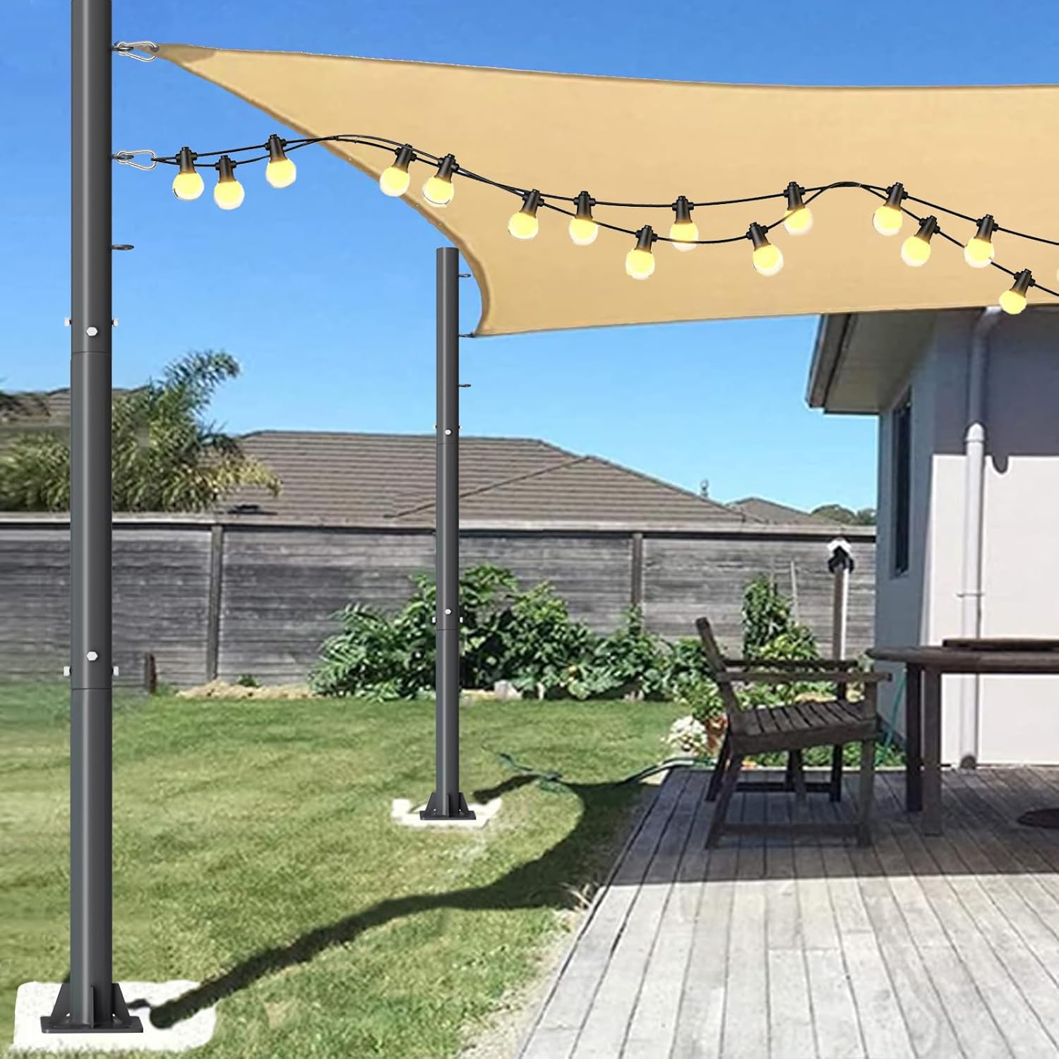 Amazon.com : 2 PCS Sun Shade Sail Poles - 10ft Outdoor Sunshade Sail ...