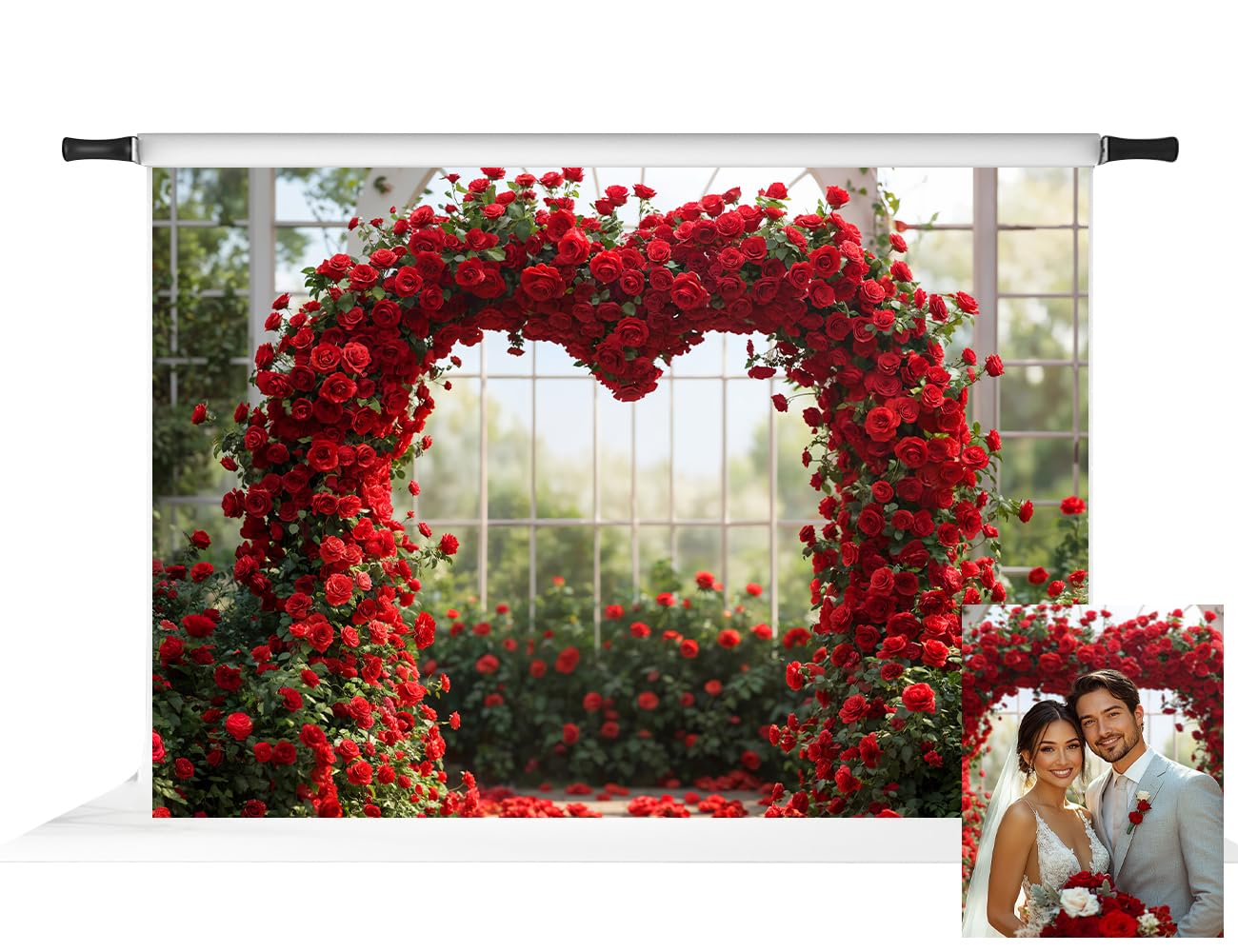Amazon.com : Kate Valentine's Day Rose Photo Backdrop Heart Arch Window ...