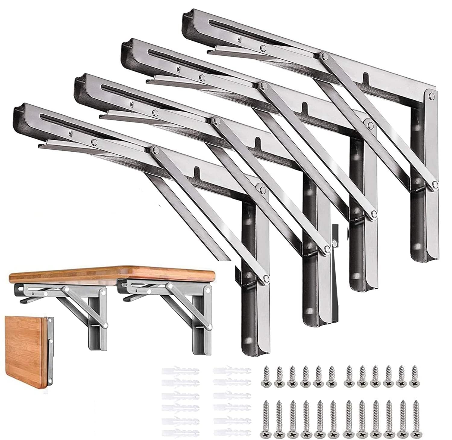 Amazon.com: Folding Shelf Brackets 20 inch 4 Pcs Max Load: 350 lb ...