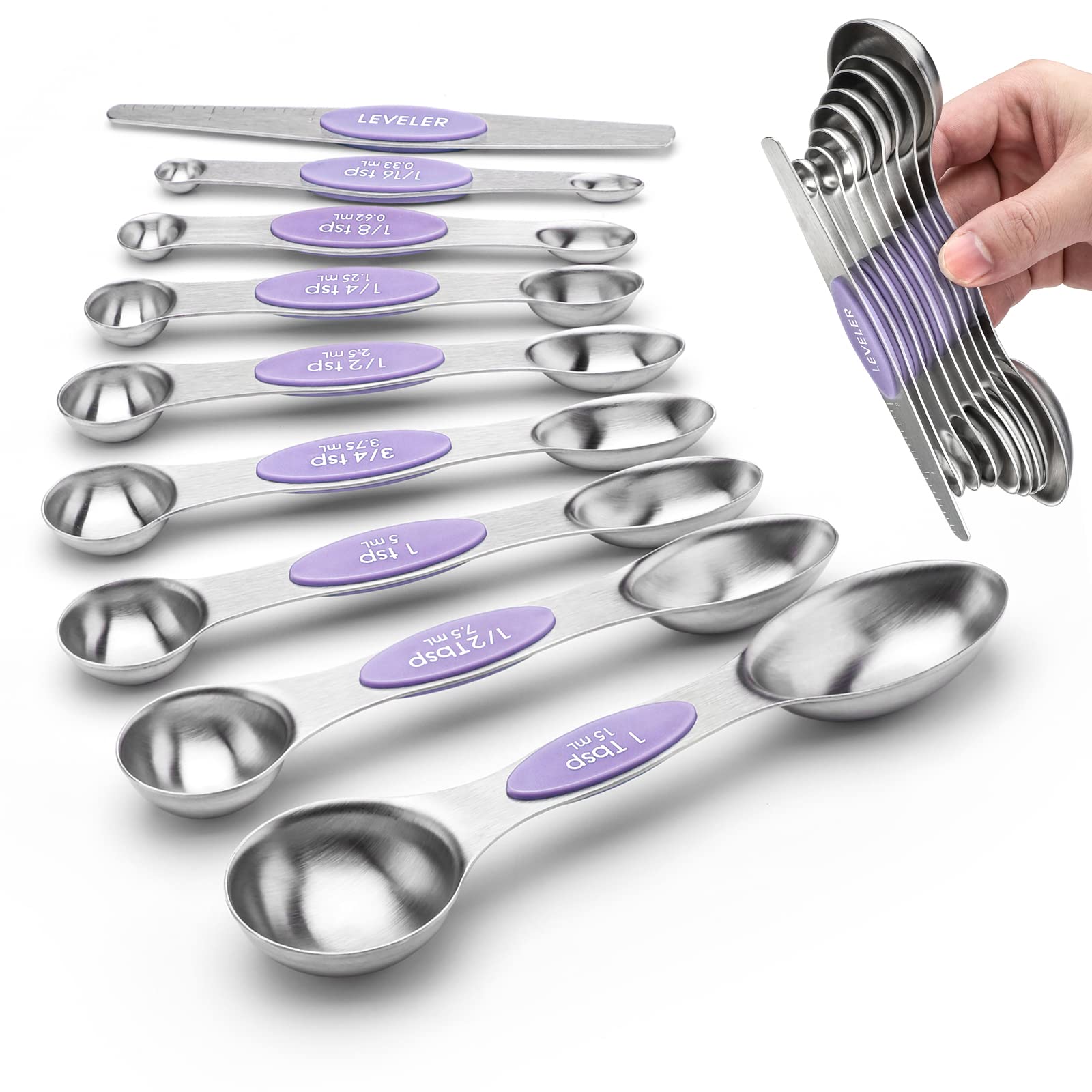 Amazon.com: Magnetic Measuring Spoons Set Stainless Steel with Leveler ...