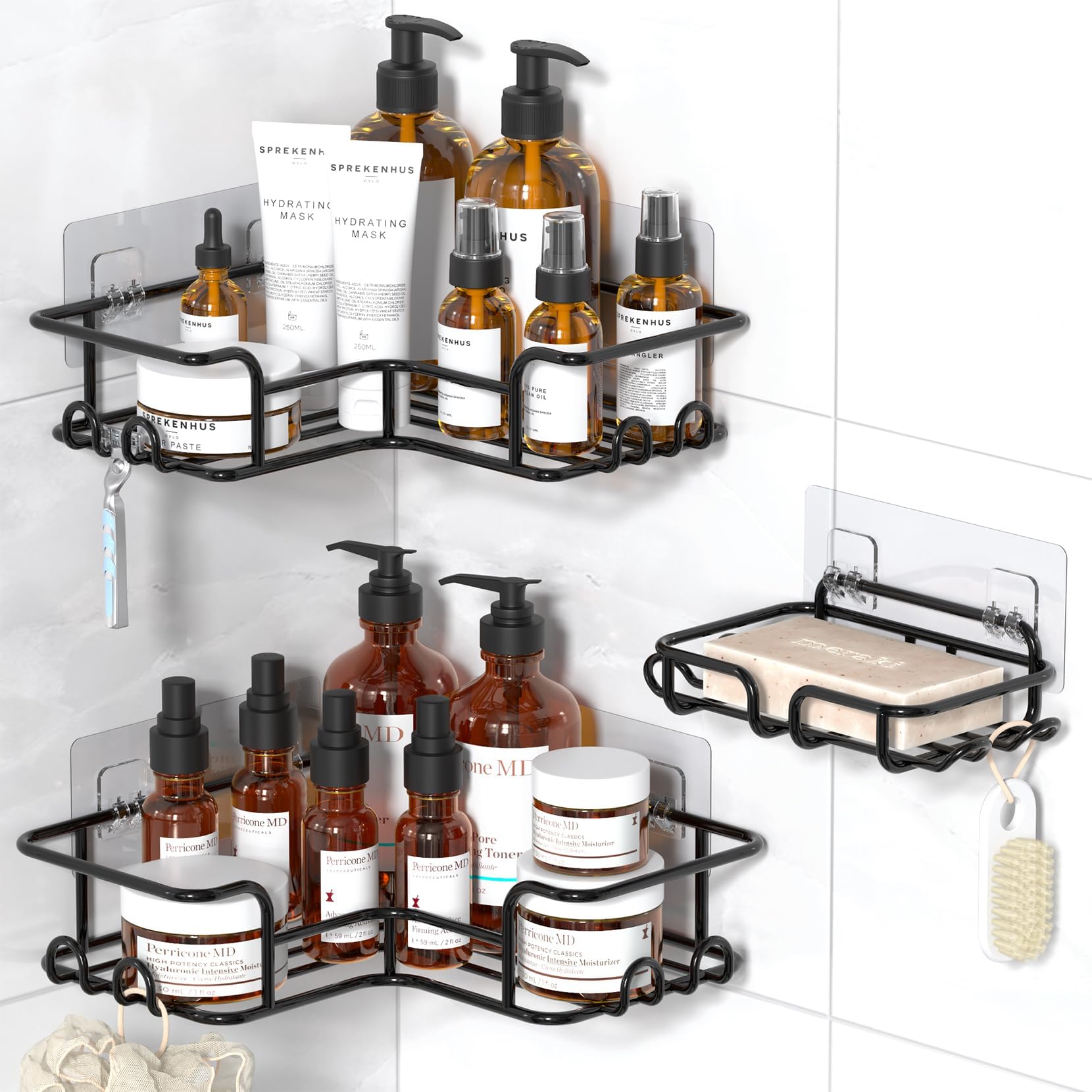 Amazon.com: Corner Shower Caddy, Rustproof Aluminum Bathroom Organizer ...