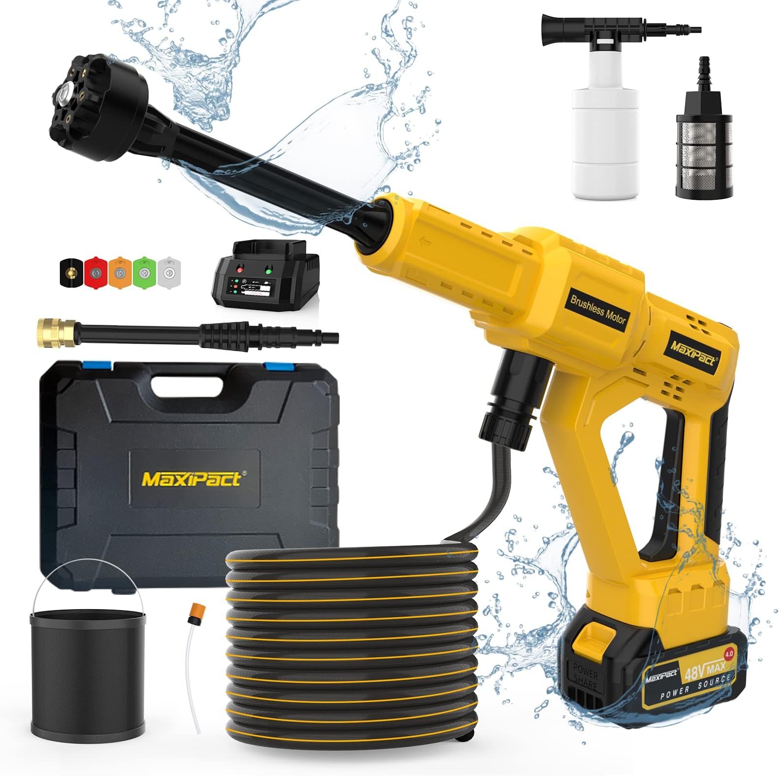 Amazon.com : Maxipact Cordless Pressure Washer, 3 Speed Adjustment ...