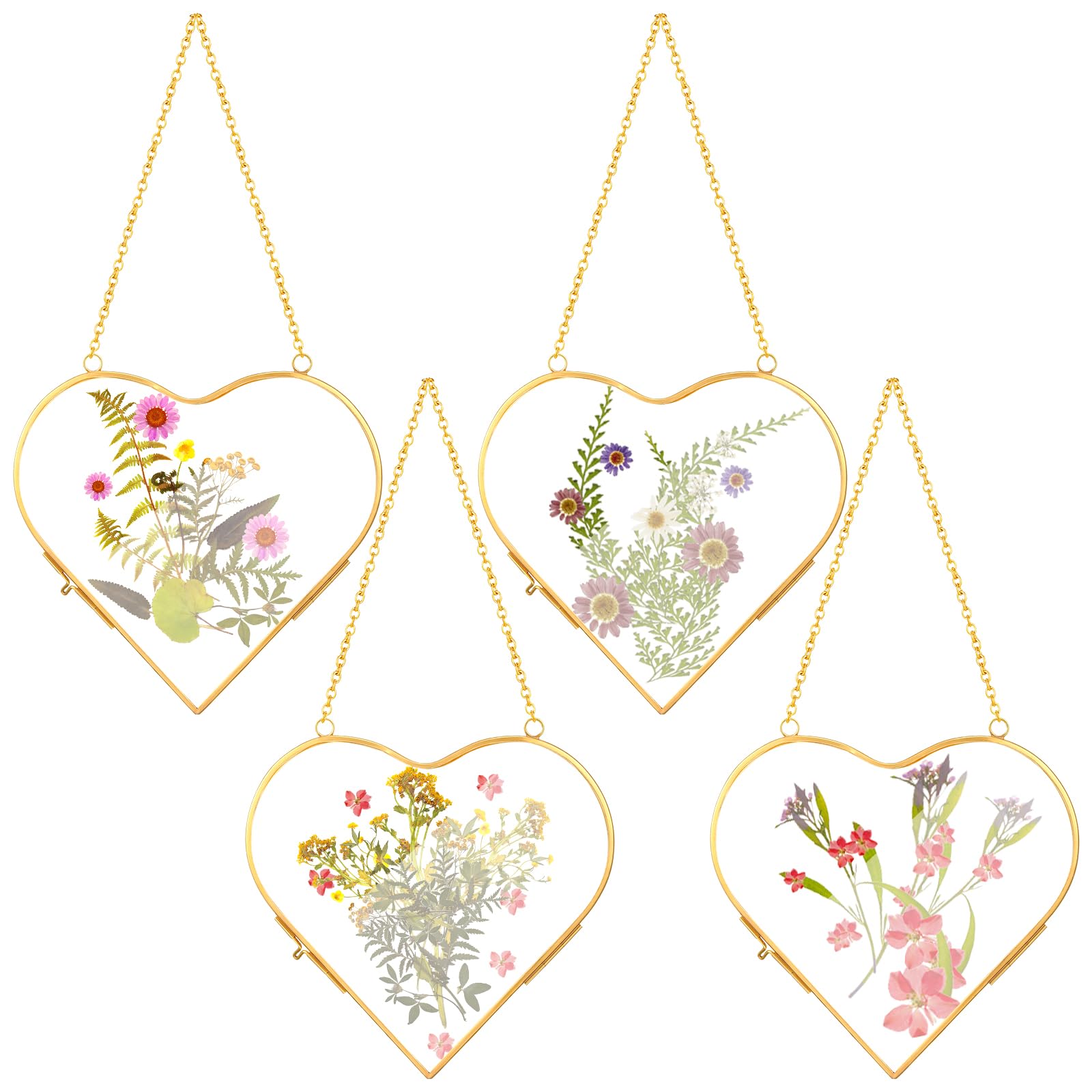 Amazon.com - Cinnvoice 4 Pcs Glass Pressed Flower Frame Hanging Double ...