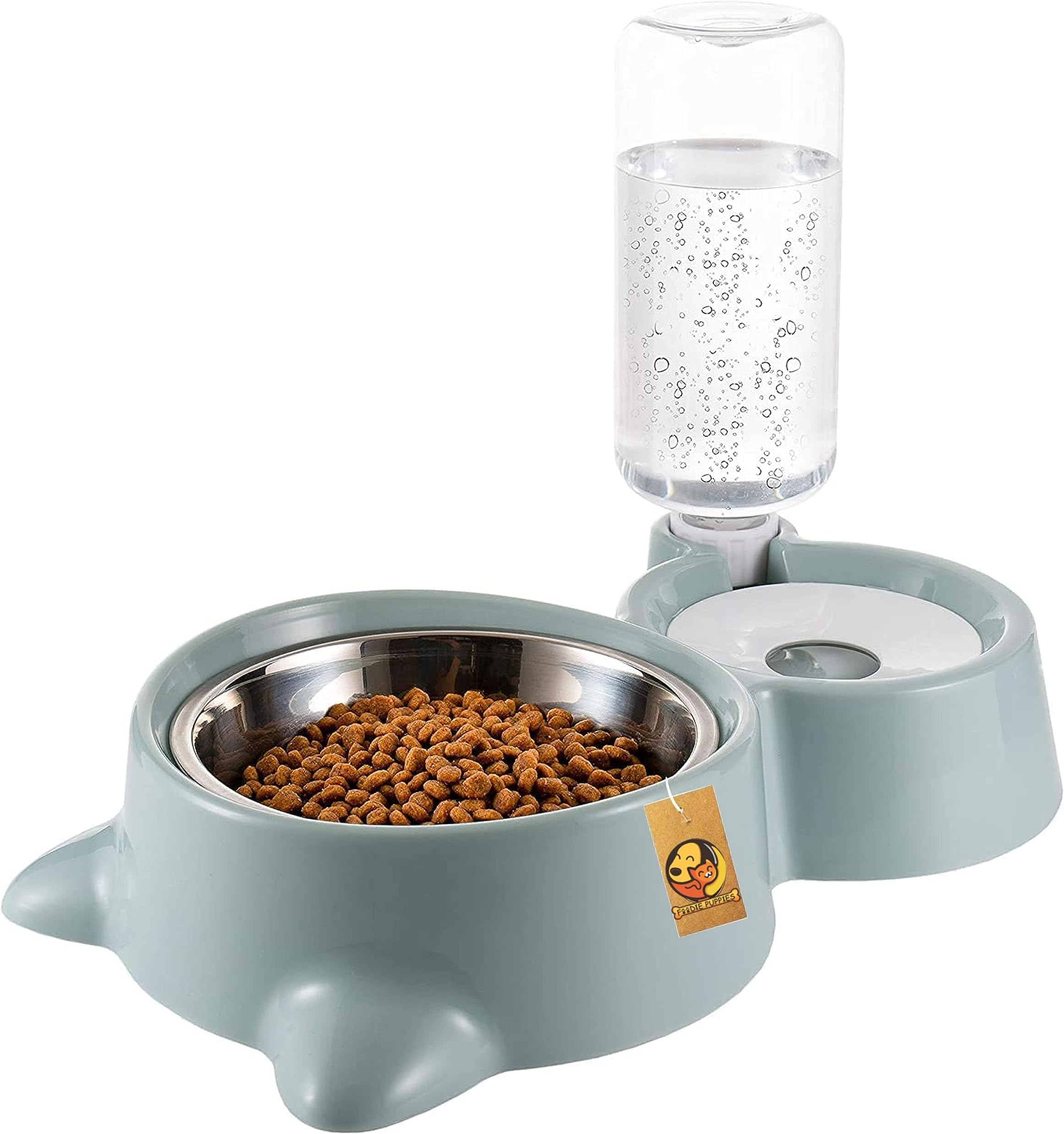 Amazon Basics 2 in1 Pet Feeder Food and Water Dispenser | Stainless ...