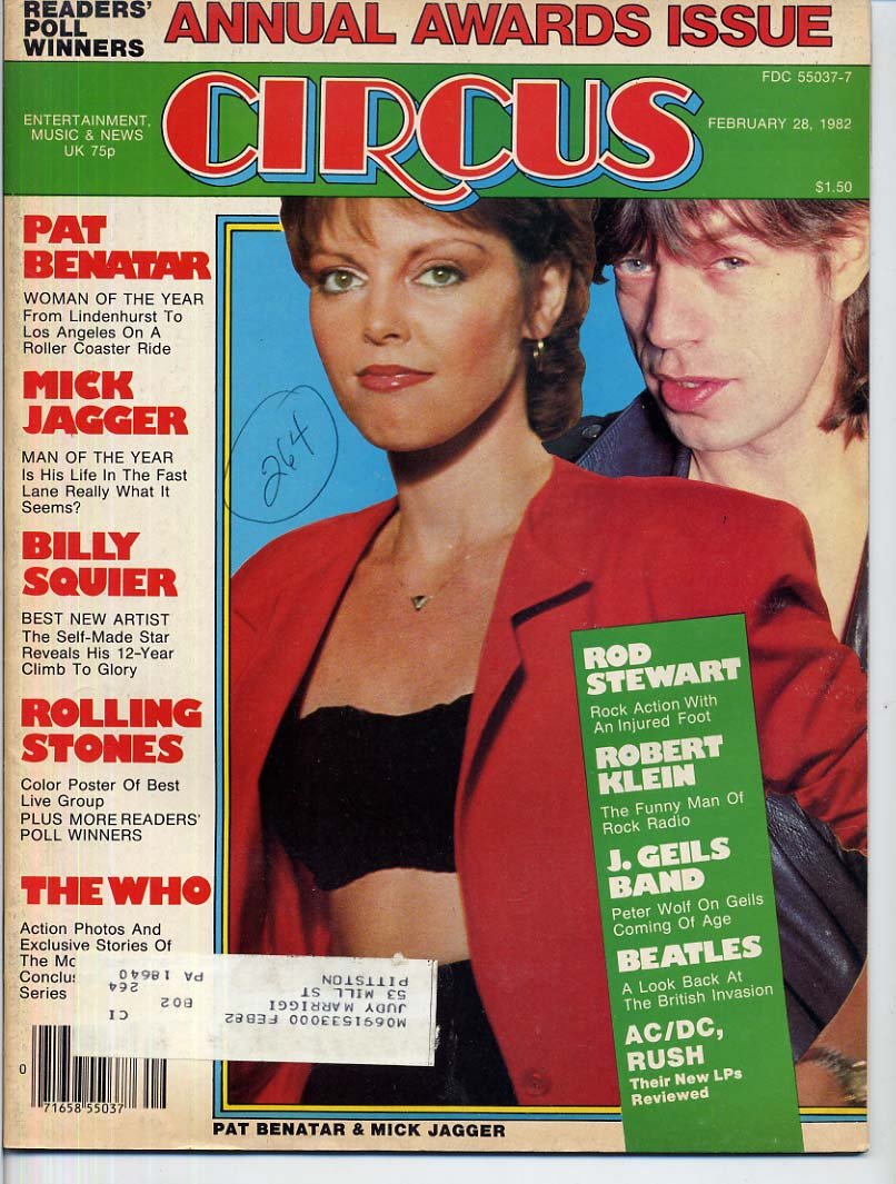 Circus Magazine 1ST ANNUAL AWARDS J. Geils PAT BENATAR Mick Jagger ...