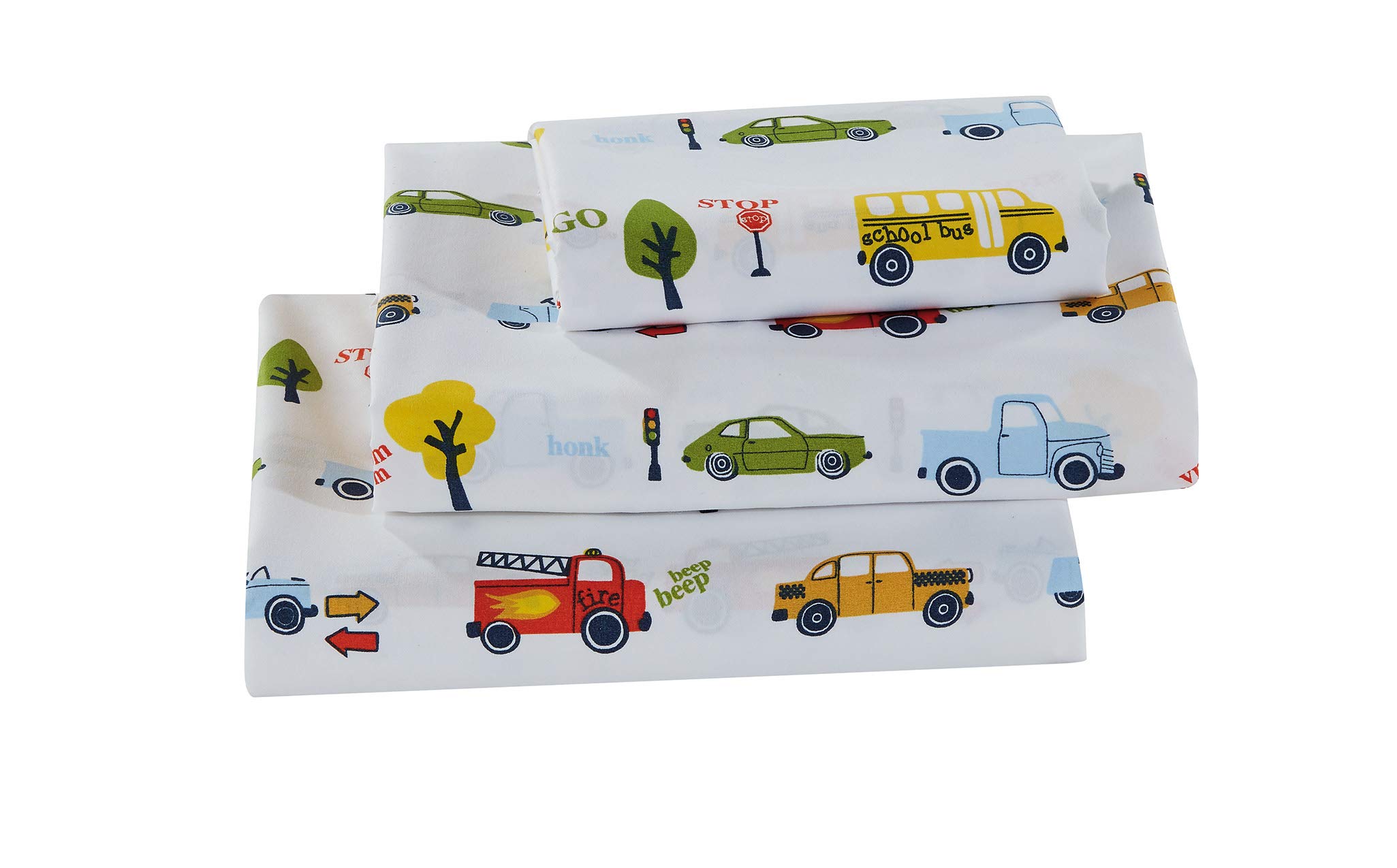 Amazon.com: Sheet Set Kids/Teens Children Boys School Bus Fire Truck ...