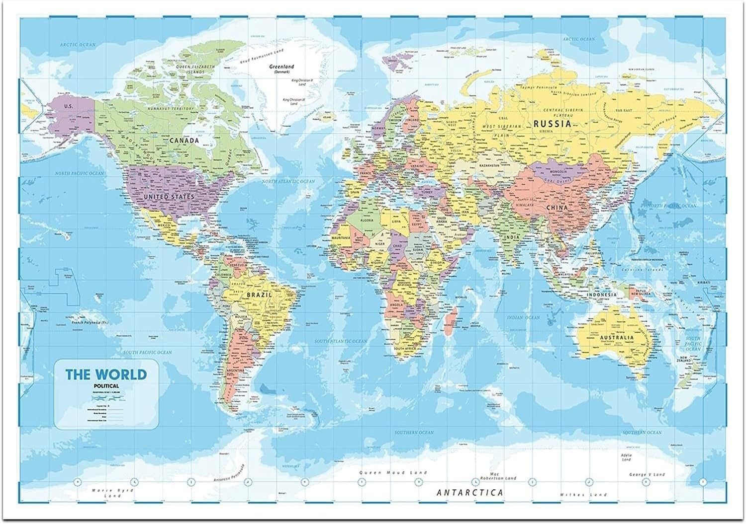 Amazon.com : Laminated Blank World Map Outline Poster - 18" x 29 ...