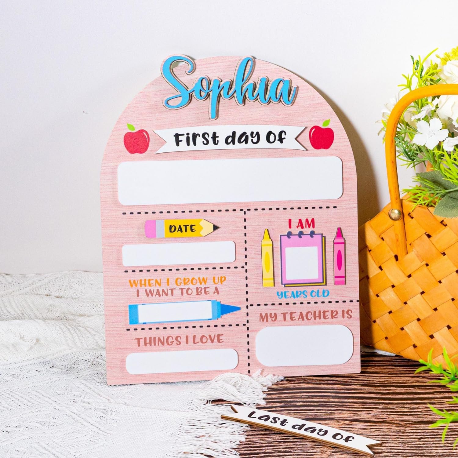 Amazon.com: Personalized First Day of School Sign Custom Kids Name ...