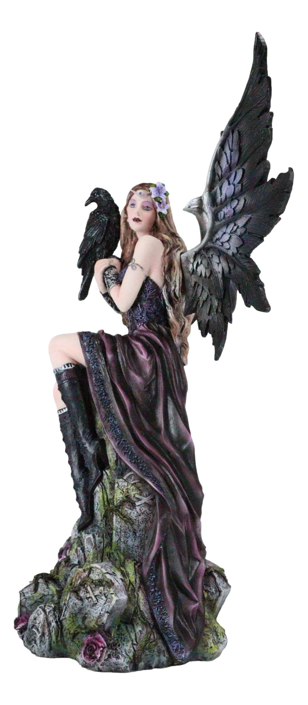 Amazon.com: Ebros Gift Gothic Necromancy Black Witch Fairy with Raven ...