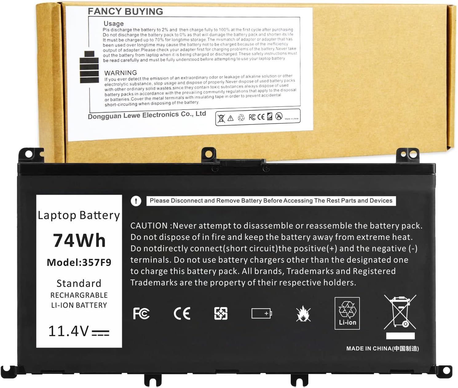 Amazon.com: Fancy Buying 74Wh New 357F9 Laptop Battery for Dell 15 7000 ...