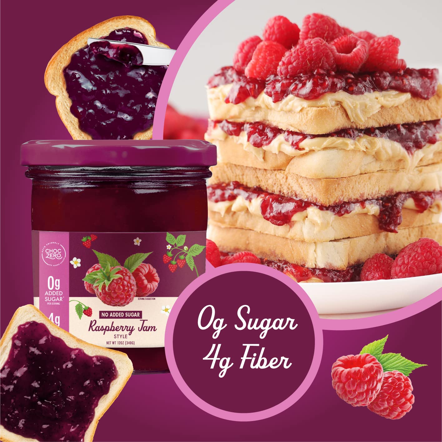Snapklik.com : ChocZero Sugar Free Raspberry Jam Preserves - Keto Jelly ...