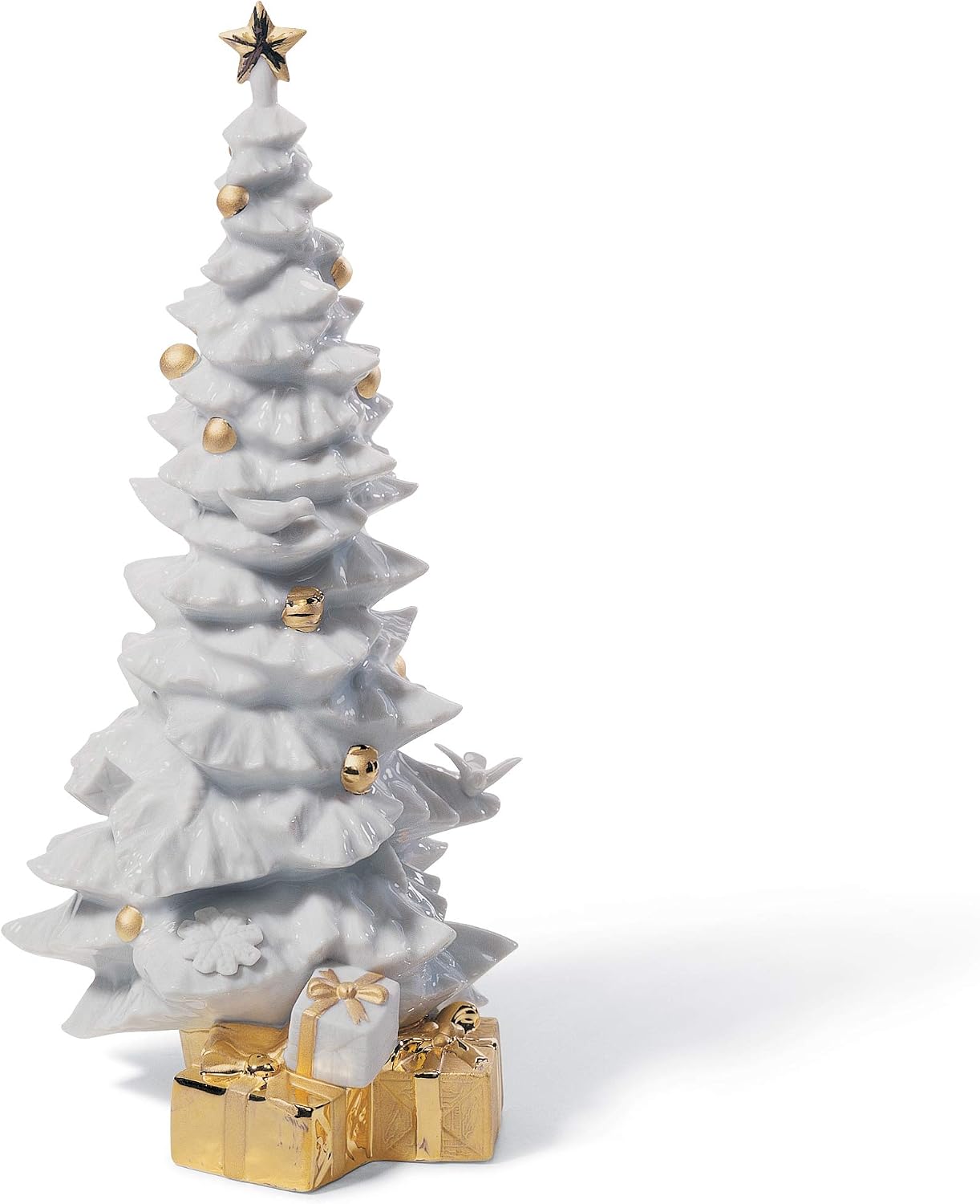 Amazon.com: LLADRÓ O Christmas Tree Figurine. Golden Lustre. Porcelain ...