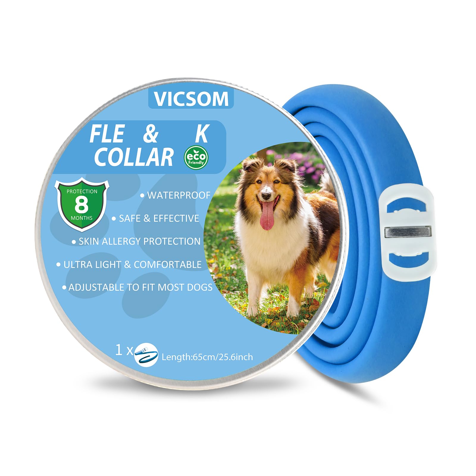 VICSOM Dogs Puppies Collar Repellent, Built-in Plant-Based Formula, 8 ...