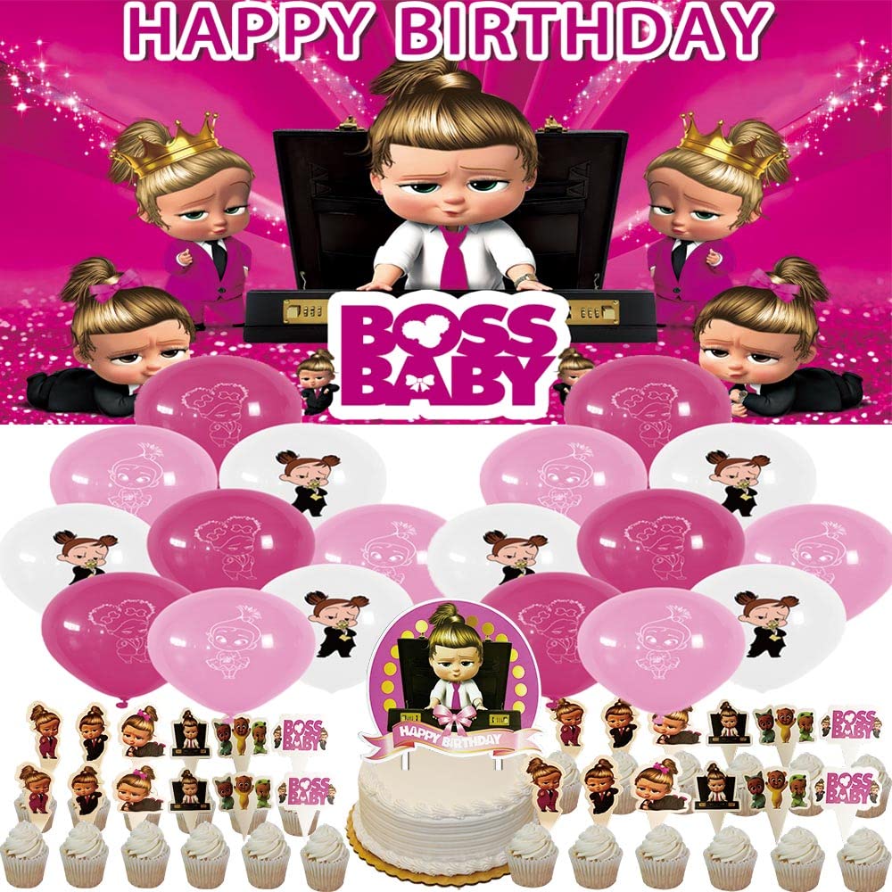 Boss Baby Girl 1st Birthday Decorations Backdrop Party Supplies Favors ...