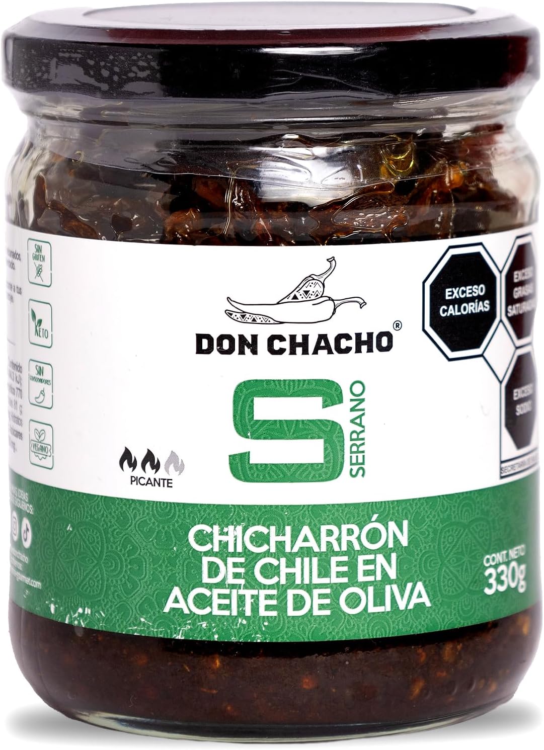Chicharrón de Chile Serrano en Aceite de Oliva Don Chacho de 330 gr ...