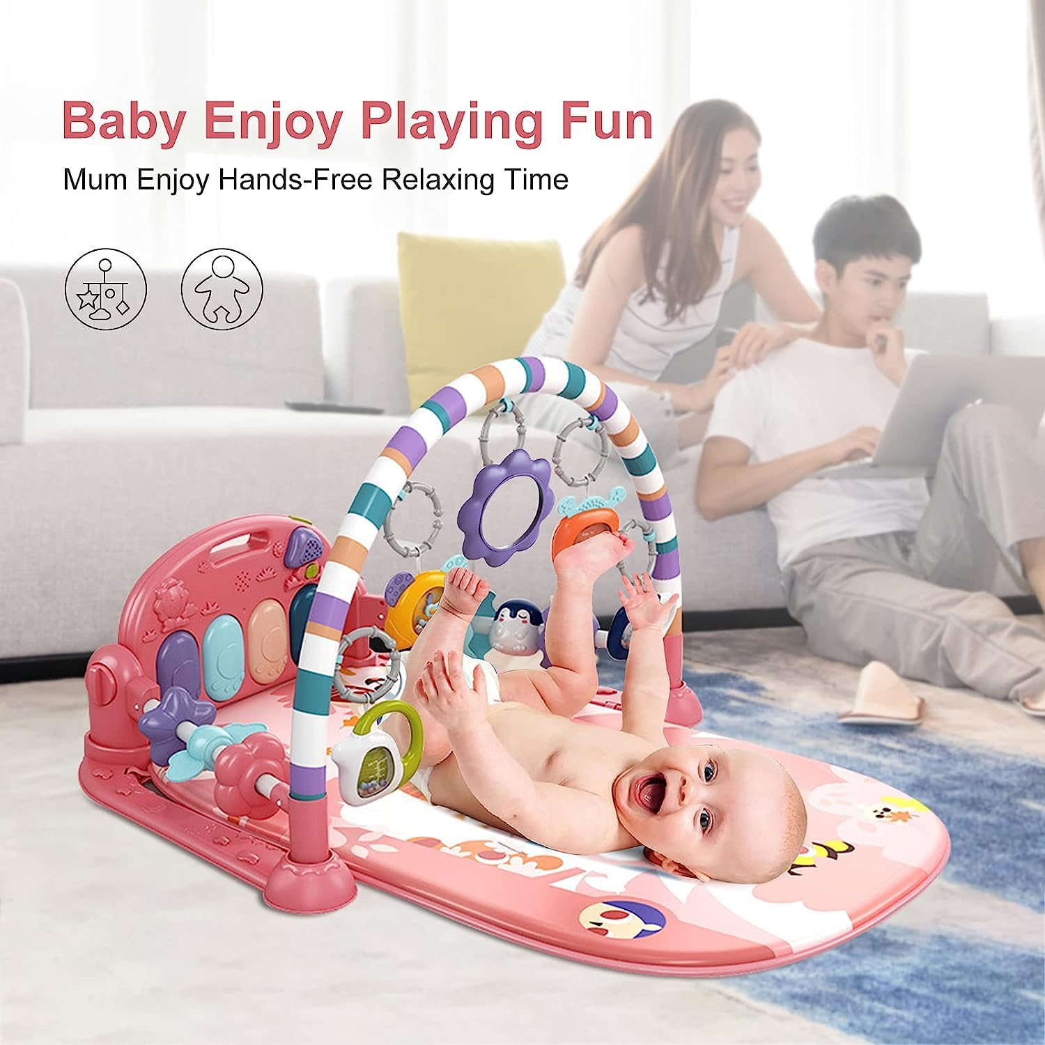 dearlomum Baby Play Mat Baby Gym,Funny Play Piano Tummy Time Baby ...