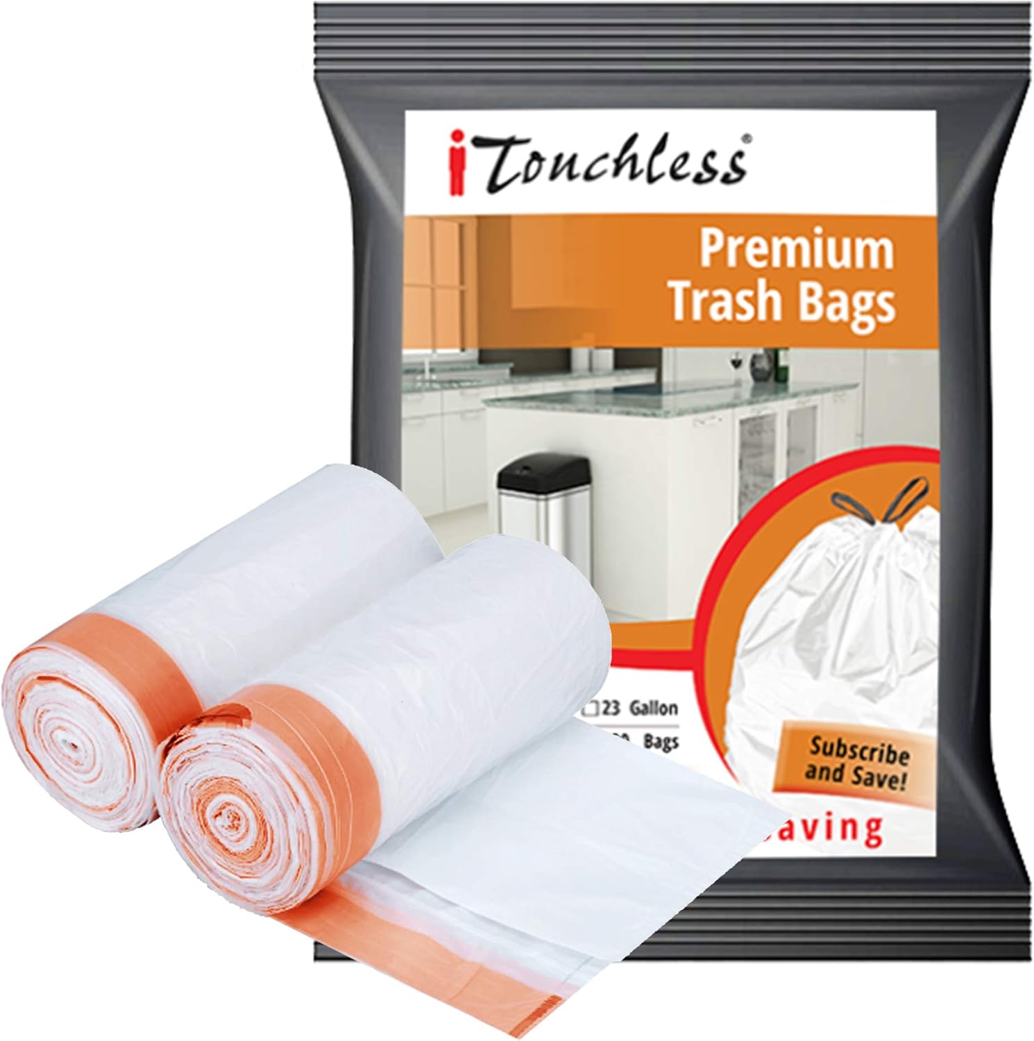 Amazon.com: Touchless Custom Fit Trash Bags, Compactor Bags, Heavy Duty ...