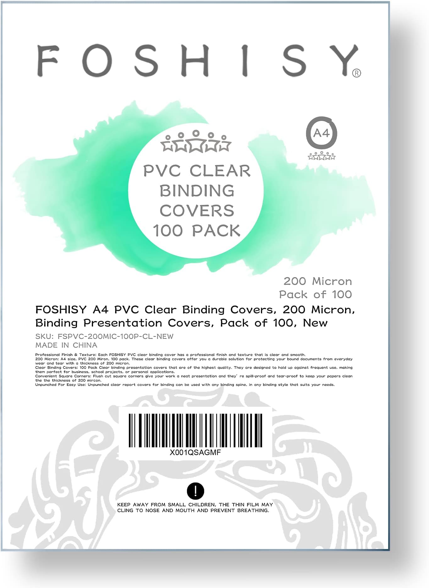Fellowes A4 Binding Cover - 240 Microns PVC Binding Covers - Pack of ...