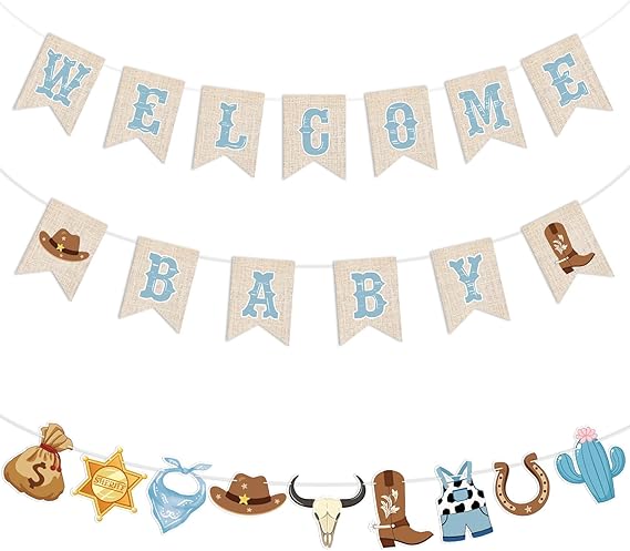 Amazon.com: Epakh Western Cowboy Baby Shower Banners for Boys Cowboy ...