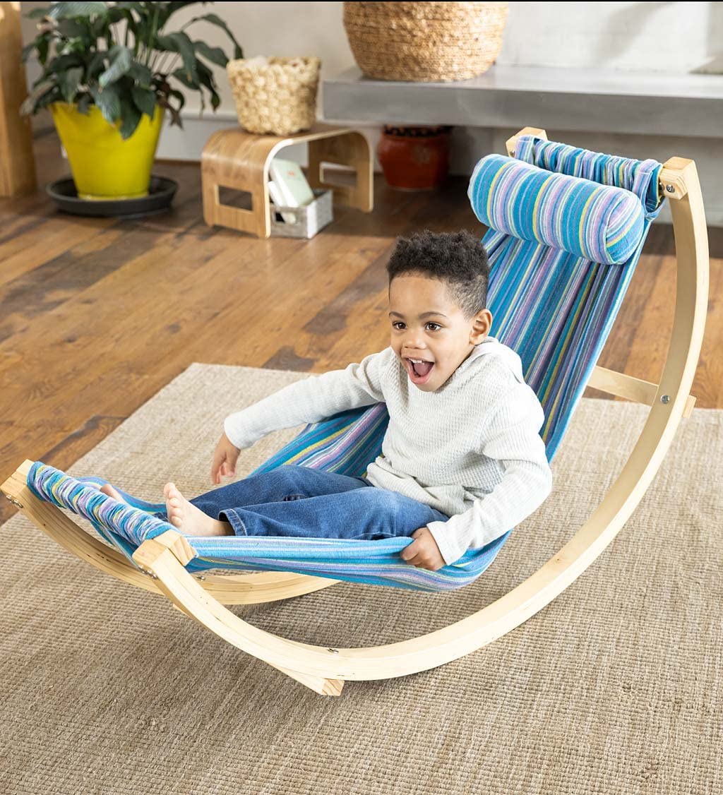 HearthSong Lightweight Rocking Kids Hammock Chair with Long Pillow ...
