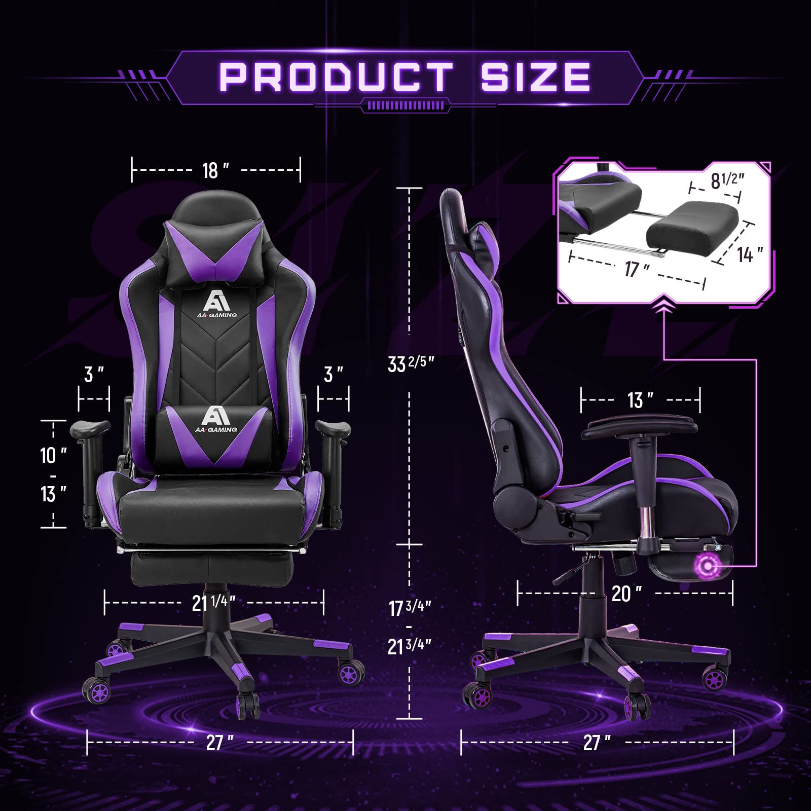 Snapklik.com : AA Products Gaming Chair - High Back Ergonomic Computer ...