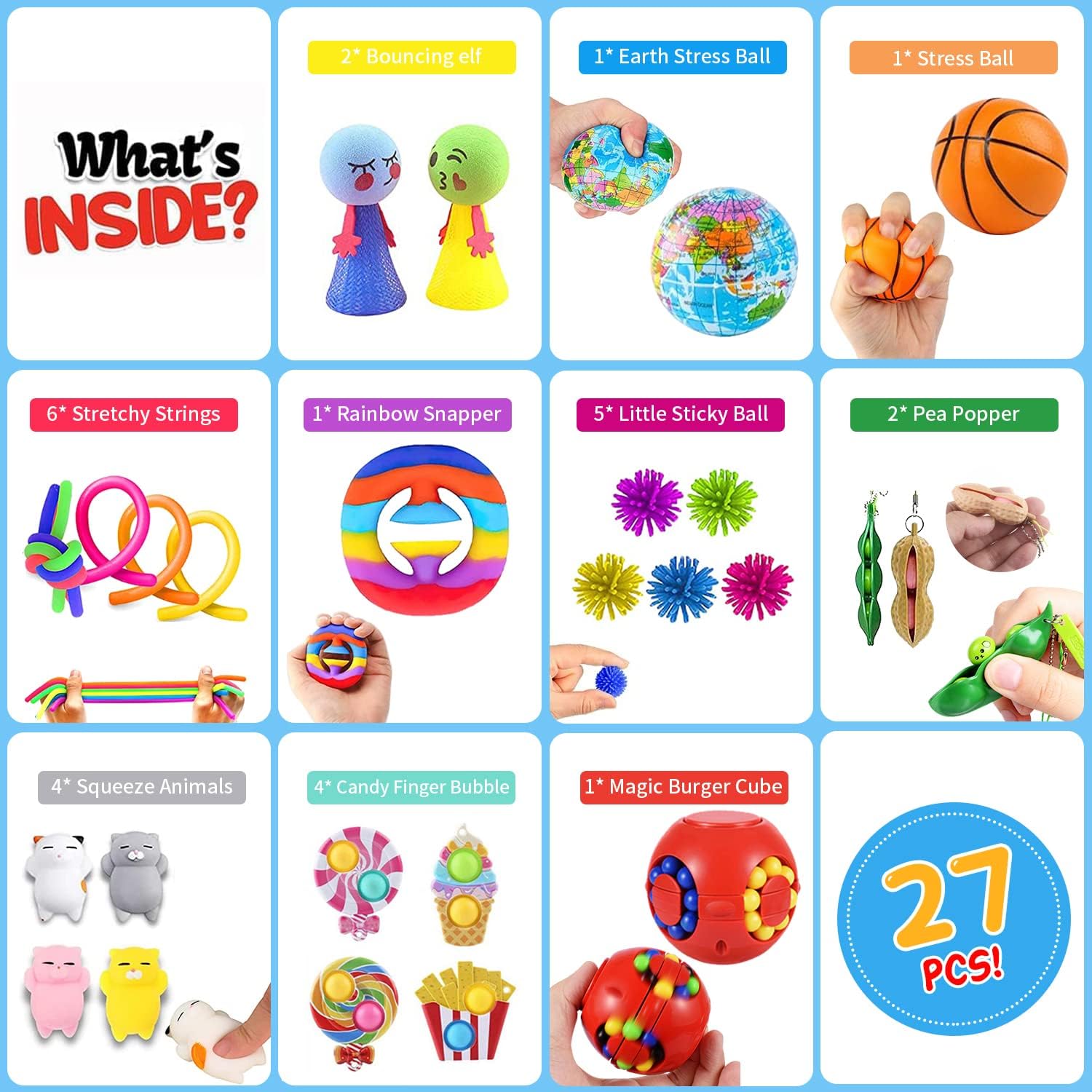 Nestling Fidget Toys Pack, Sensory Fidget Toys Set, 27 Pcs Fidget Toy ...