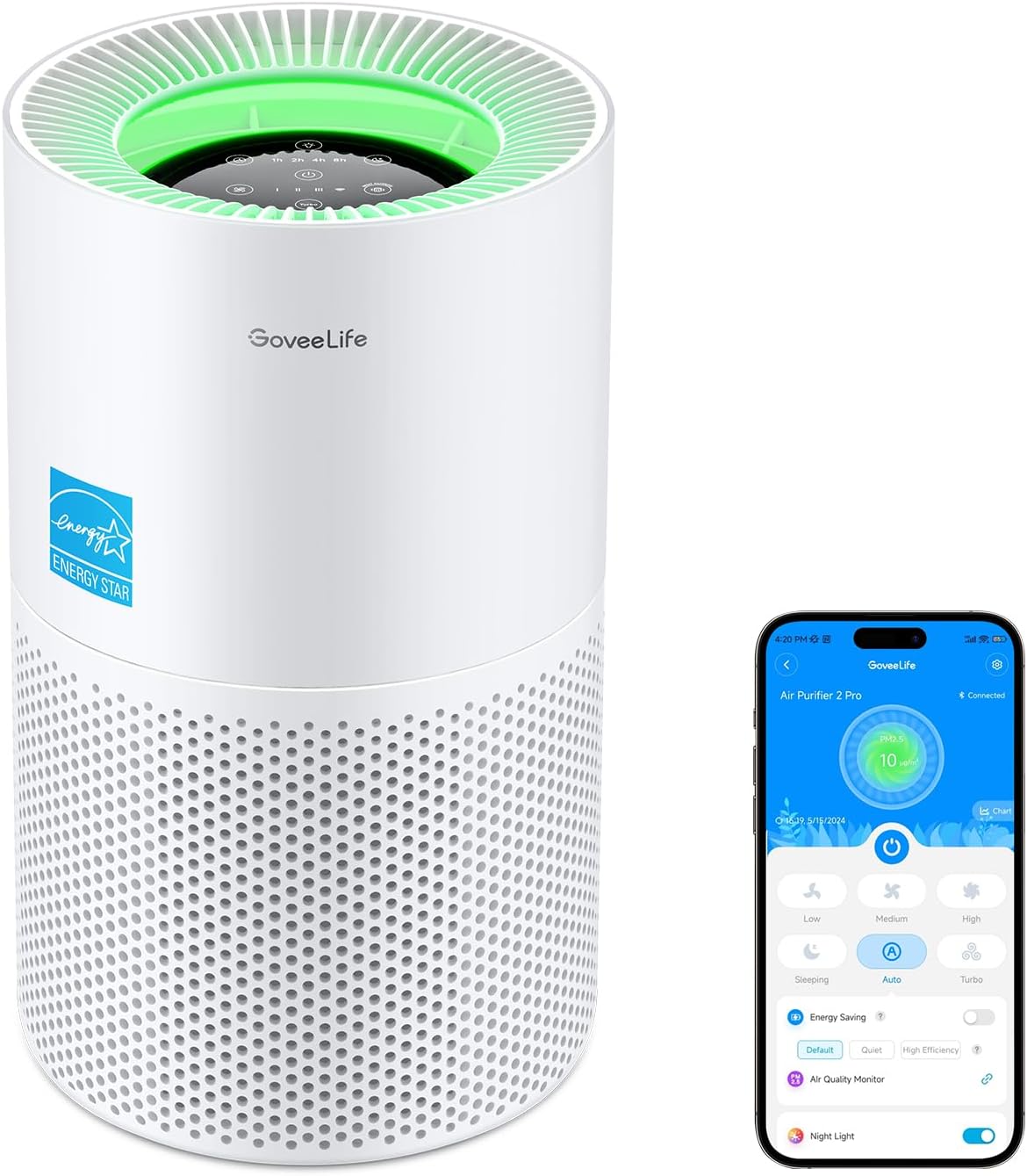Amazon.com: Provirtec Air Purifier for Bedroom Home, HEPA Air Purifier ...