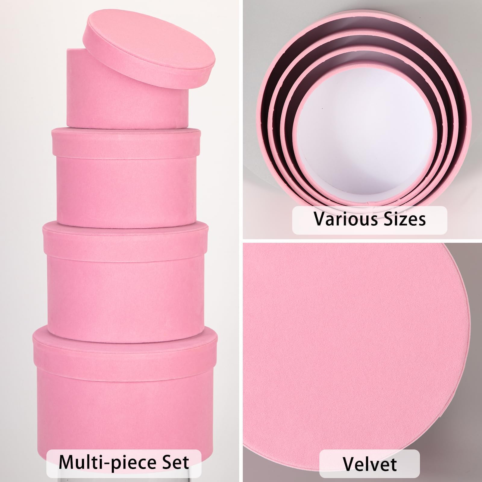 Costume Headband Uiifan 6 Pcs Velvet Round Gift Boxes With Lids ...