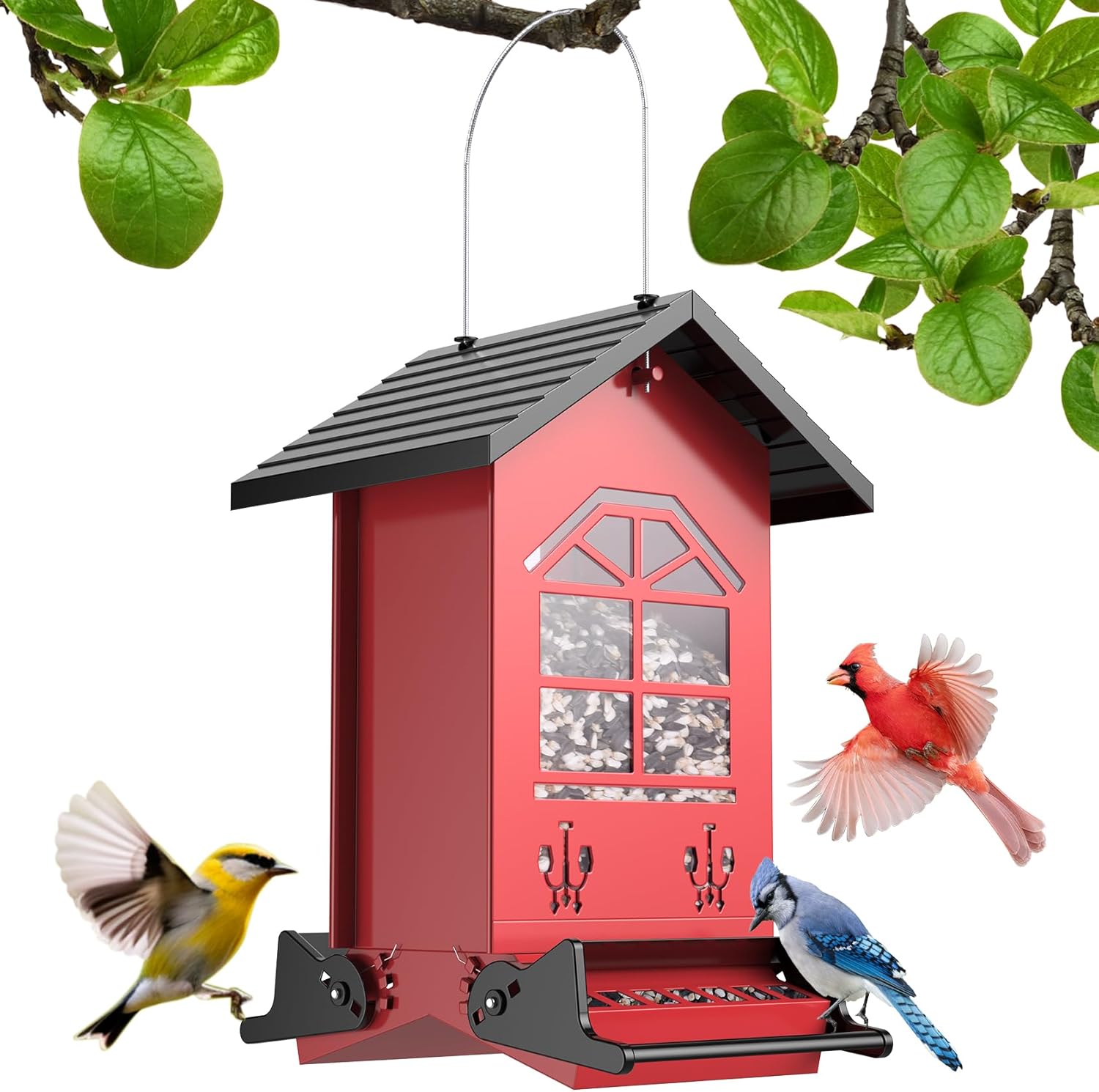 Amazon.com: Metal Squirrel Proof Bird Feeder for Outdoor Hanging ...