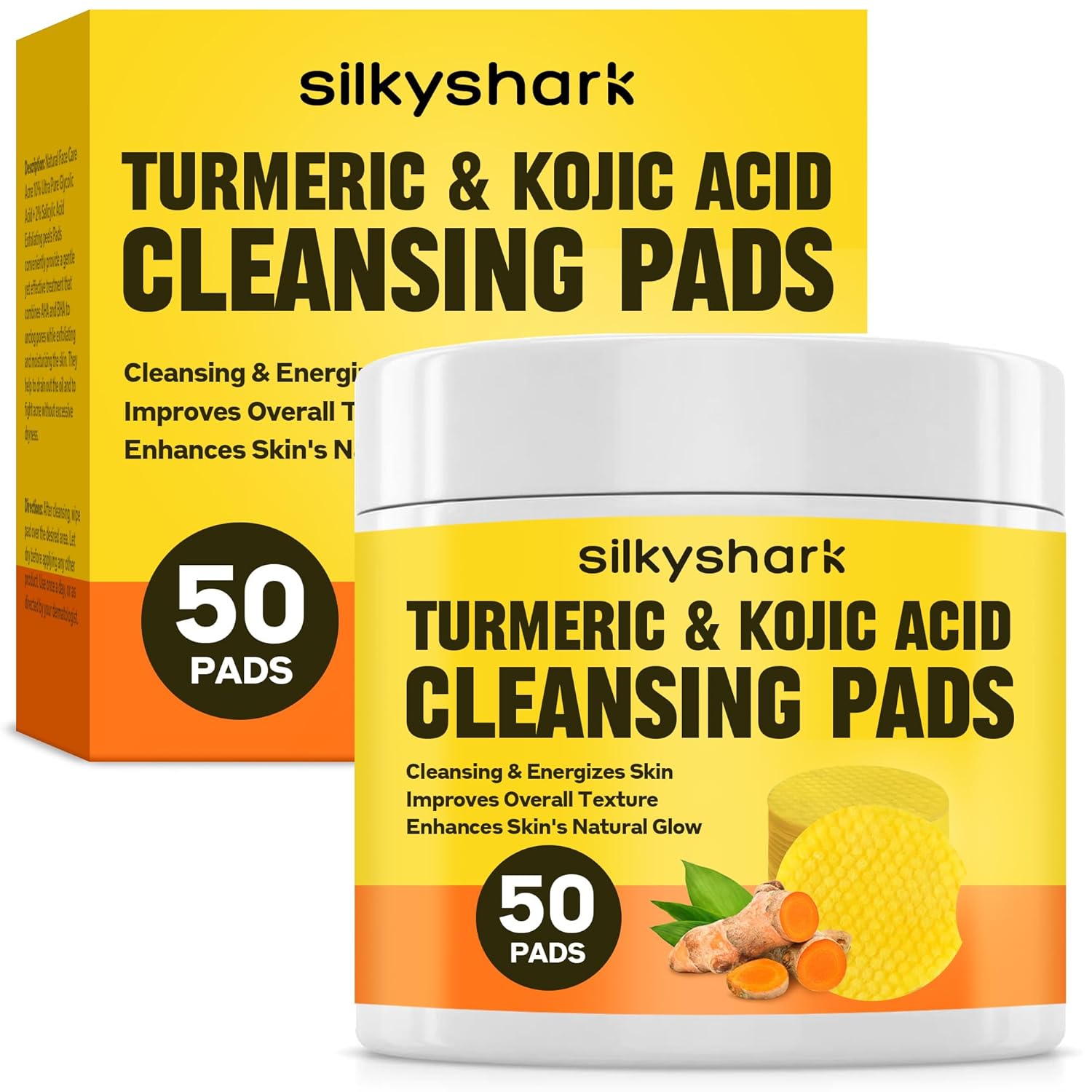 Amazon.com : SilkyShark Turmeric Kojic Acid Cleansing Pads (50 Count ...
