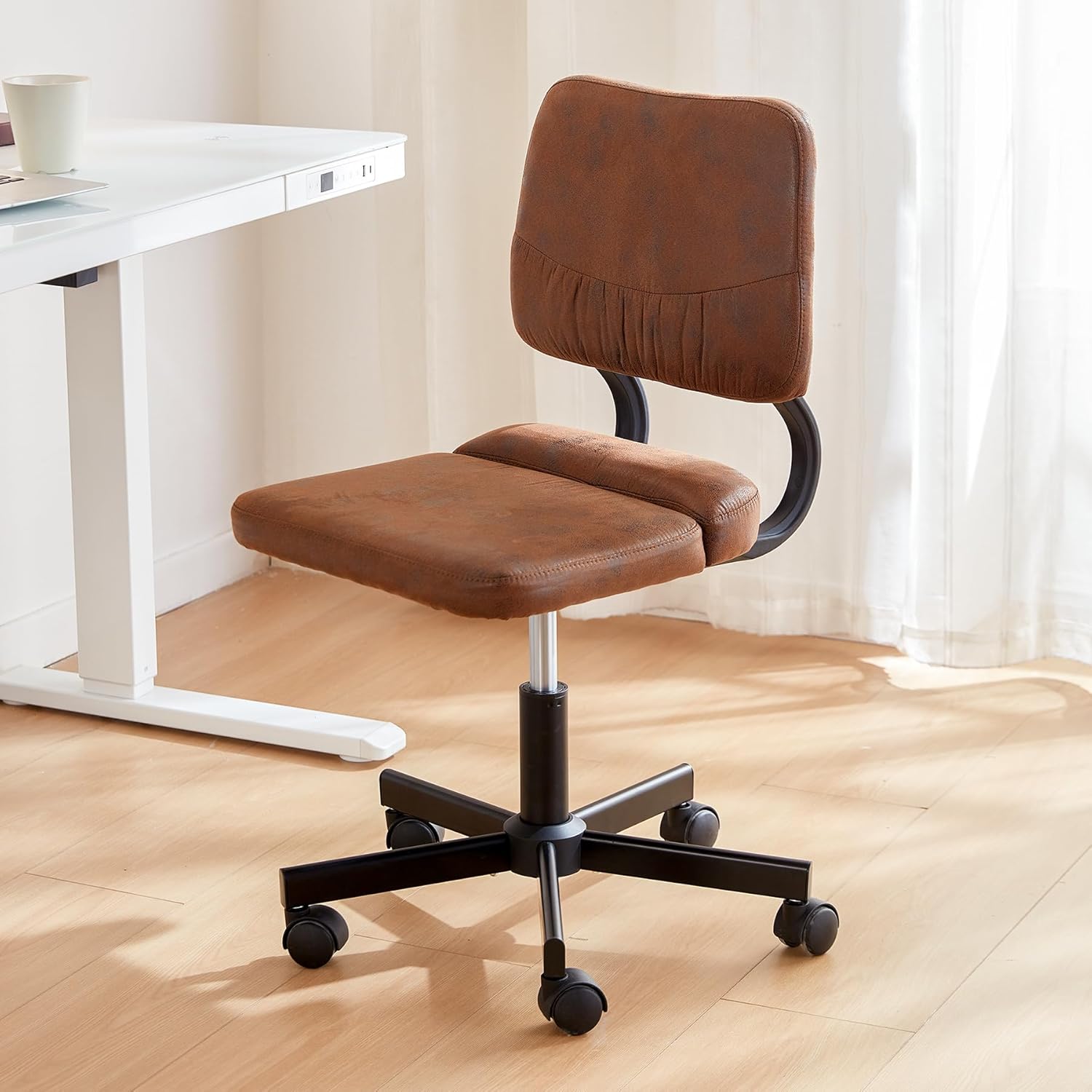 Amazon.com: CHIC HOUSE Swivel Armless Desk Chair, Ergonomic Design with ...