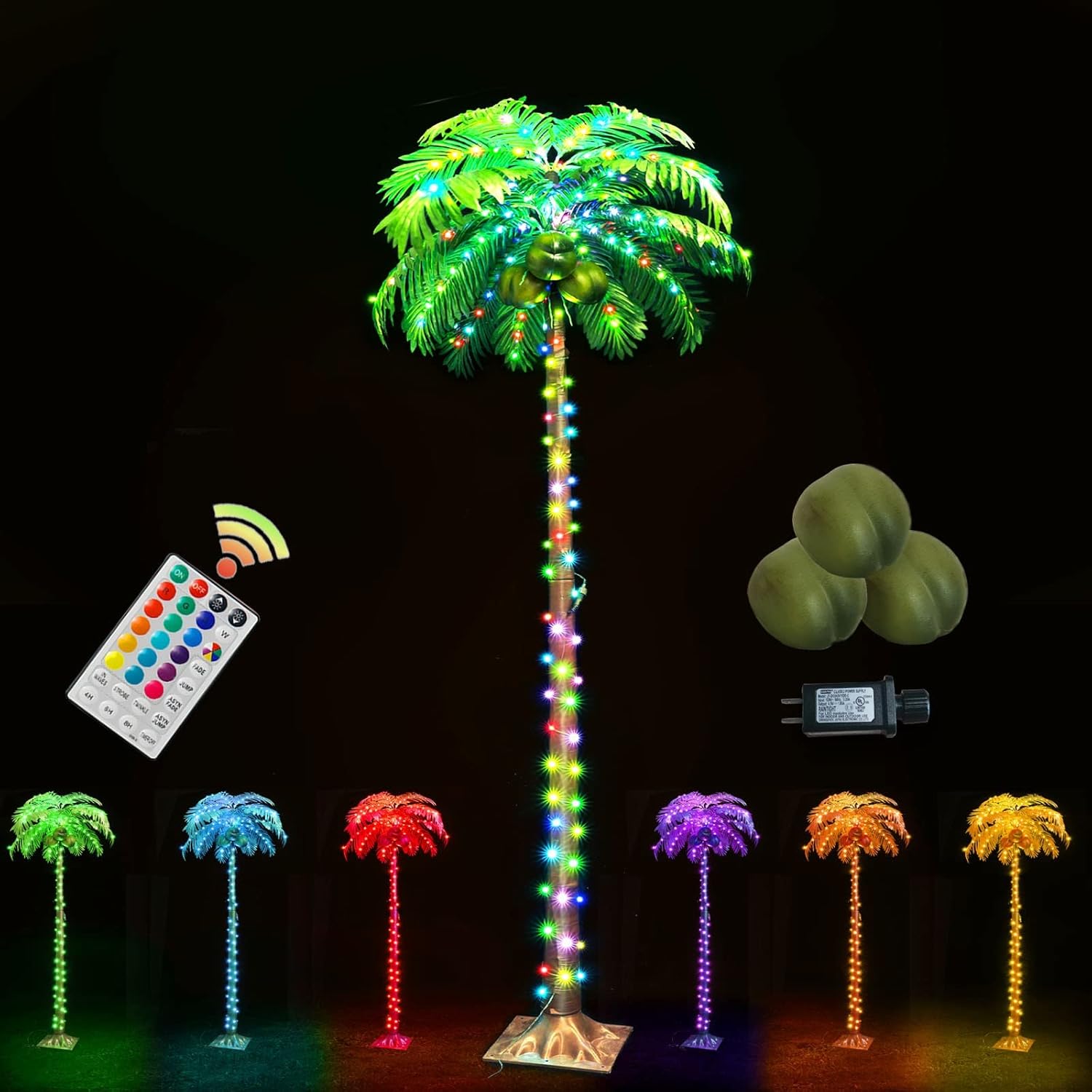 Amazon.com: 5FT 189 LEDs Colorful Lighted Palm Trees, Artificial Palm ...