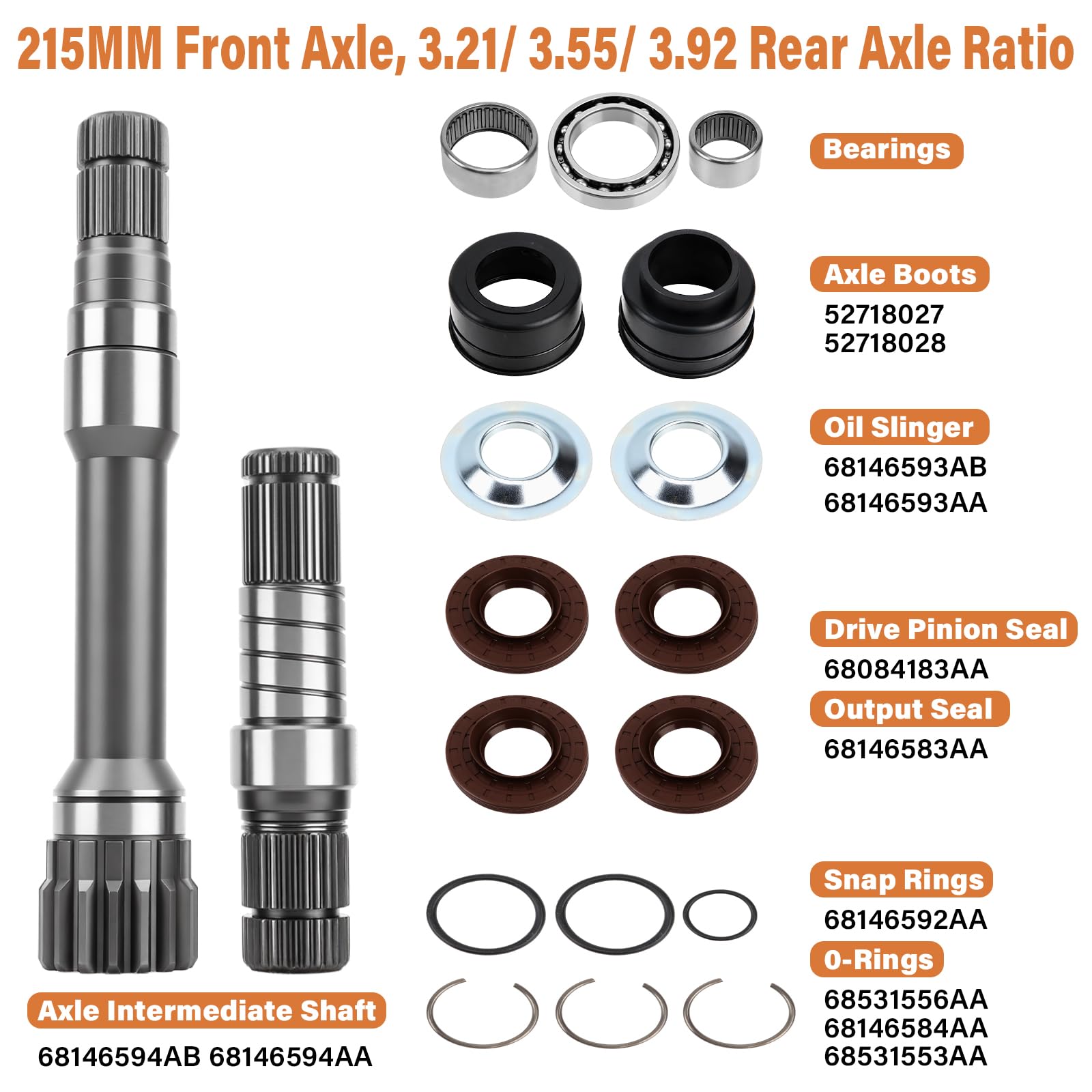 Snapklik.com : Right Front Differential Axle Intermediate Shaft Kit Compatible