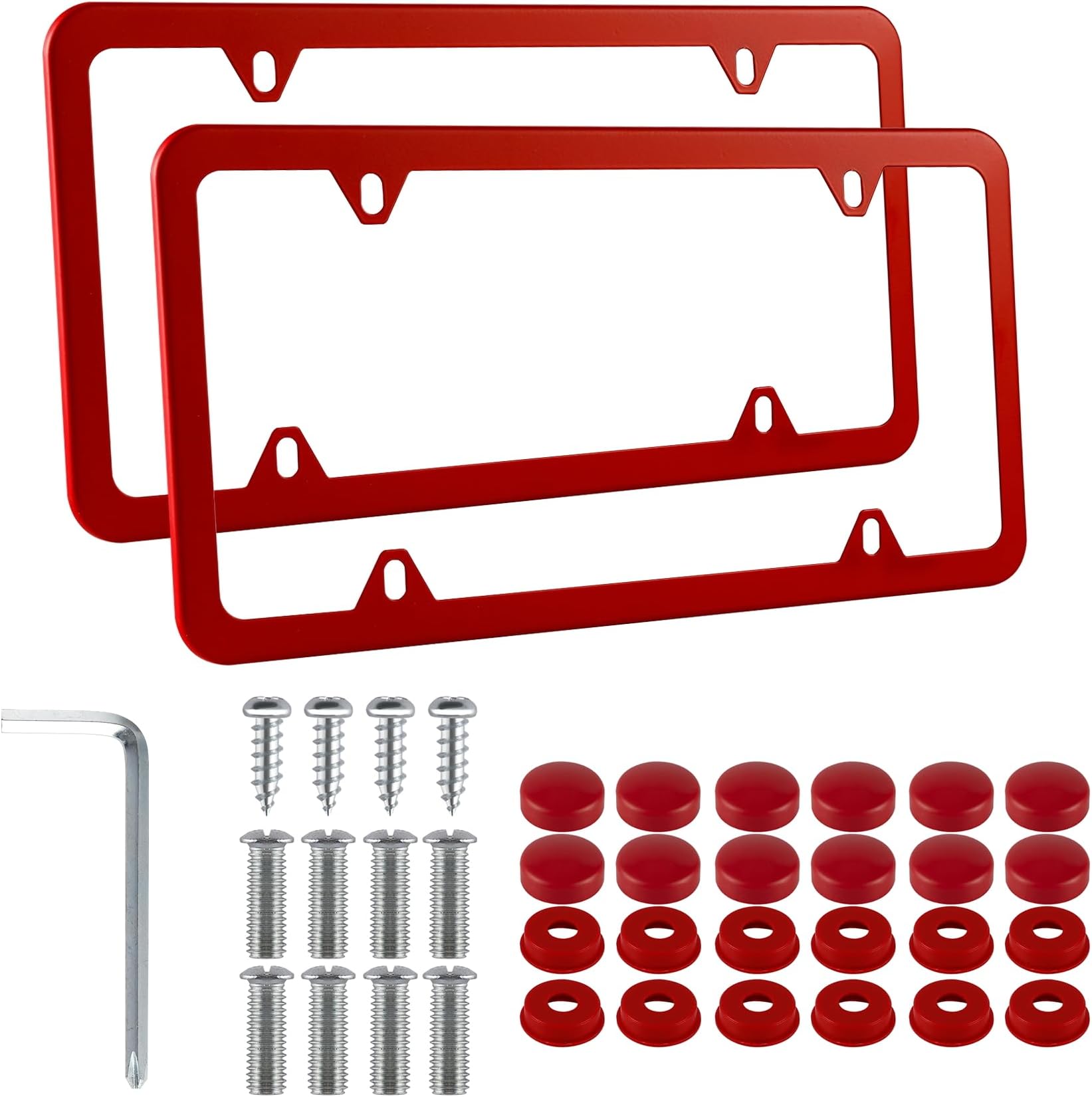 Amazon.com: Sgooky 2Pcs Stainless Steel License Plate Frames, Red ...