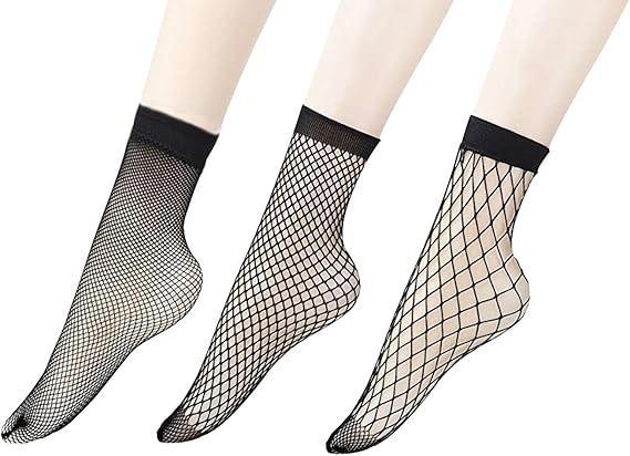 Amazon.com: PENTA ANGEL 3 Pairs Women Black Lace Fishnet Socks Elastic ...