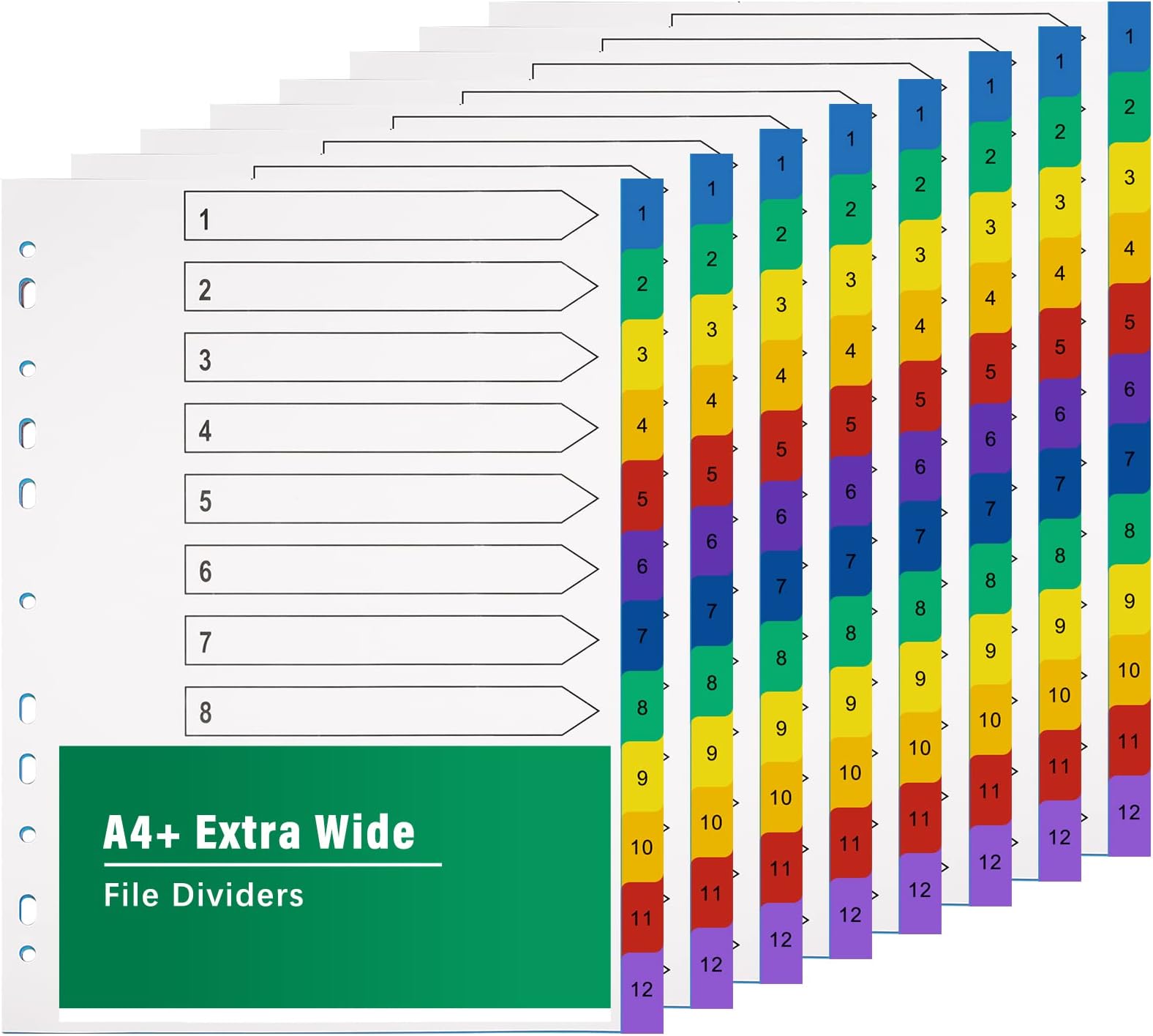 A4 File Dividers Plastic Coloured Tabs Subject Filing Numbered A-Z ...