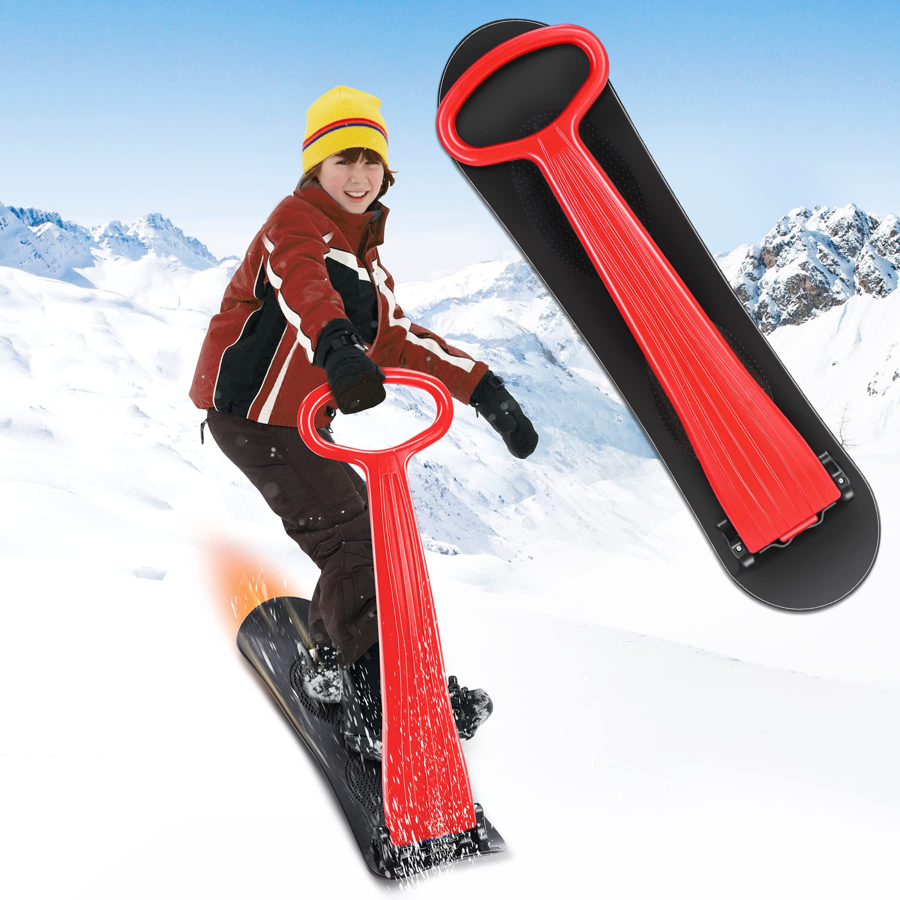 OTES Ski Skooter, Fold-up Snow Scooter with Handle Durable Snowboard ...
