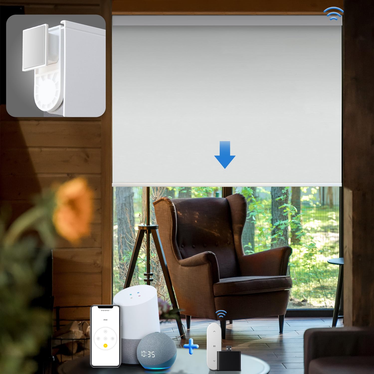 Motorized Smart Shades with Remote?No Drill Cordless? Blackout Electric ...
