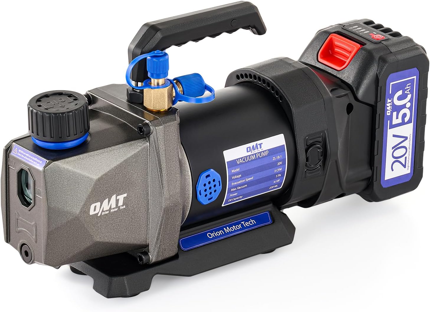 Orion Motor Tech Vacuum Pump, 3 cfm Cordless Lithium-Ion HVAC Vacuum ...