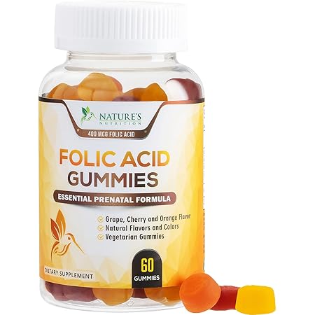 Amazon.com: Folic Acid Gummies (2225 mcg DFE) Prenatal Vitamins for Mom ...