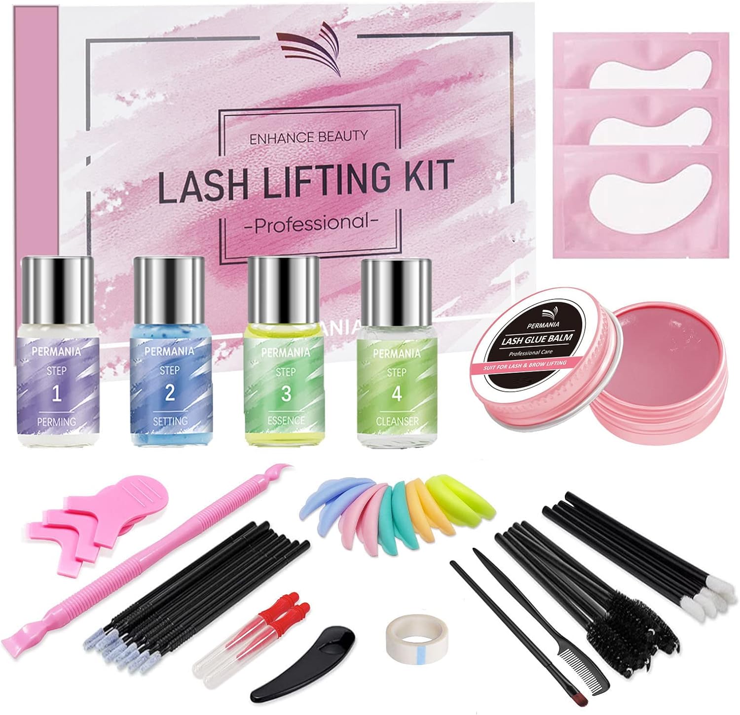 Amazon.com : PERMANIA Eyelash Perm Kit, Brow Lamination with Lift Glue Balm, Rose Smell Strong ...