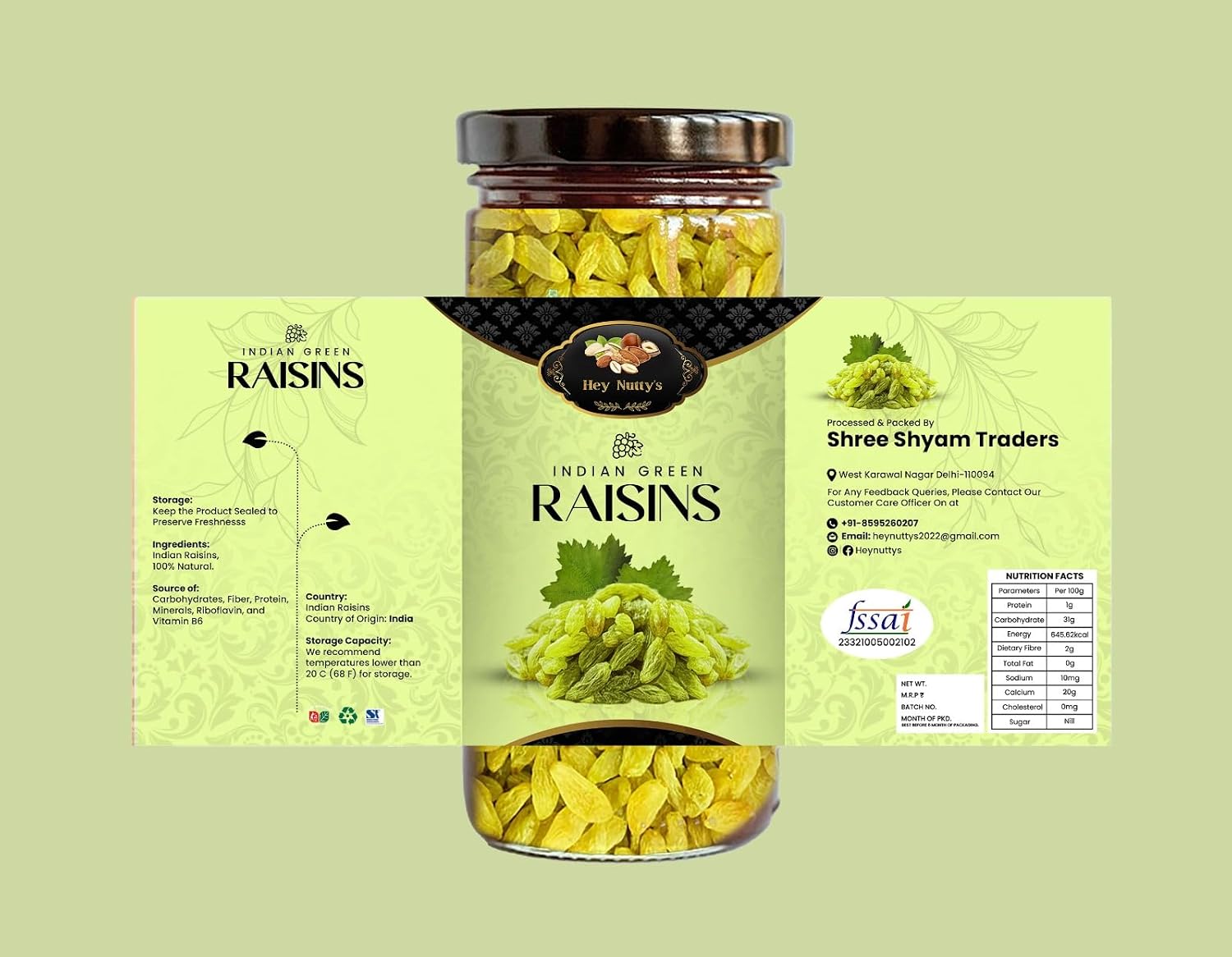 Hey Nutty's Premium Seedless Green Raisins 1800gm Value Pack ...
