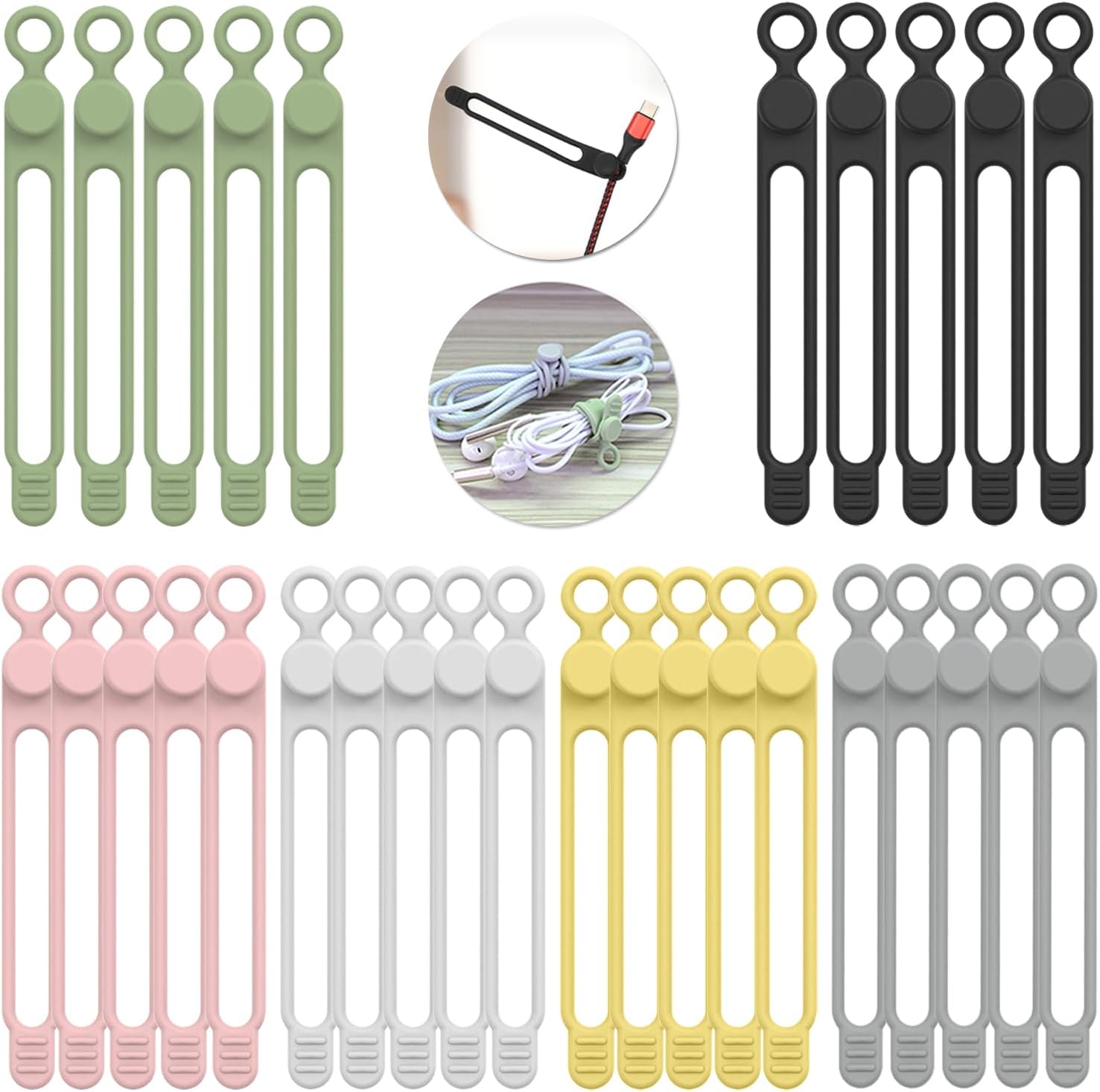 Amazon.com: UMUST 30PCS Silicone Cable Ties,Reusable Cable Management ...